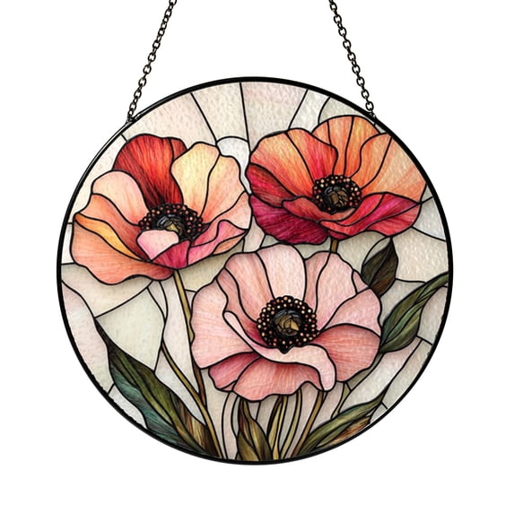 Cherry Blossom Floral Stained Glass Style Suncatcher Window Hanging ...