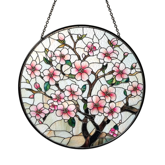 Cherry Blossom Floral Tree Stained Glass Style Suncatcher Window ...