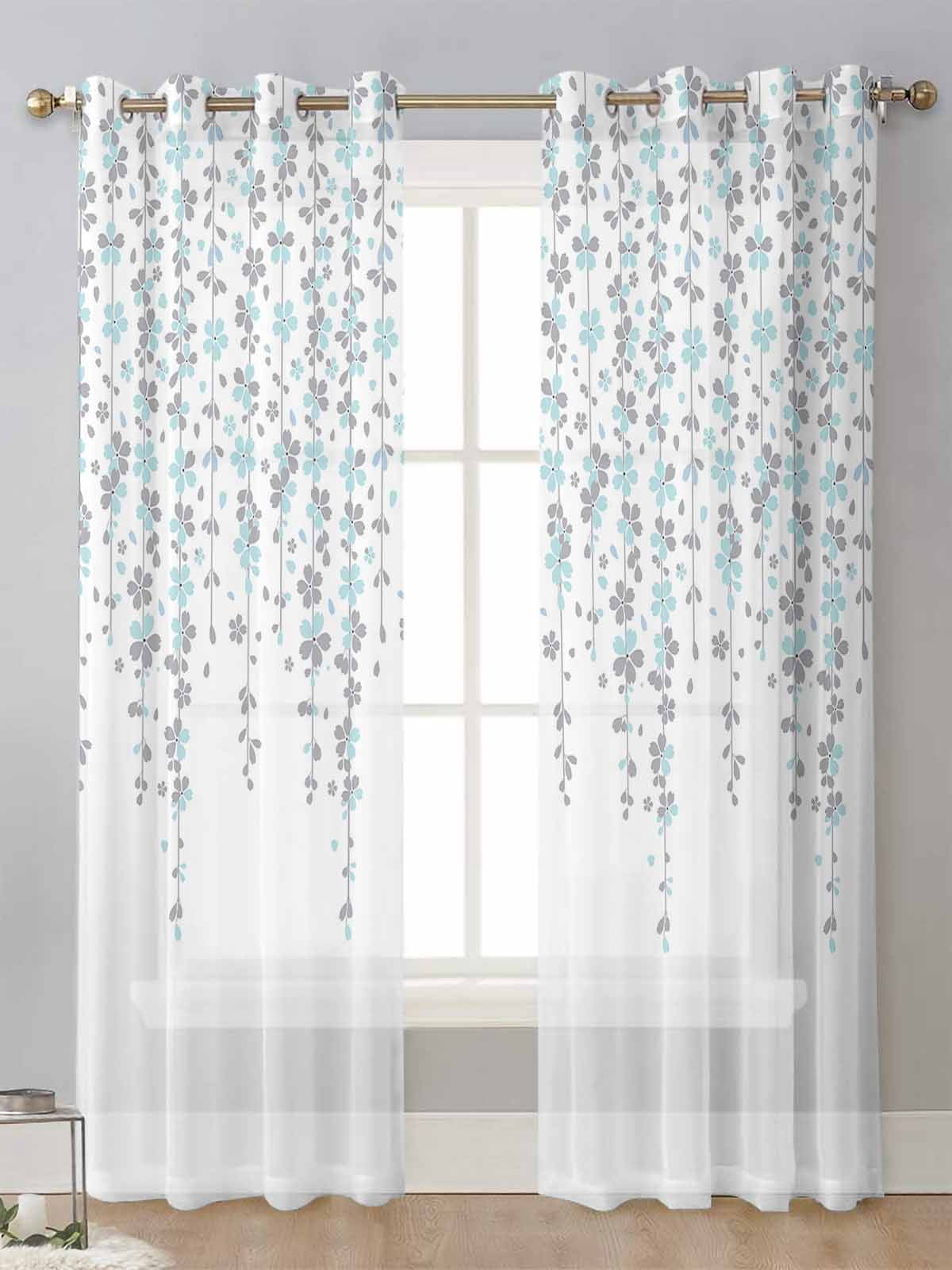 Cherry Blossom Flower Spring Sheer Curtains For Living Room Window ...