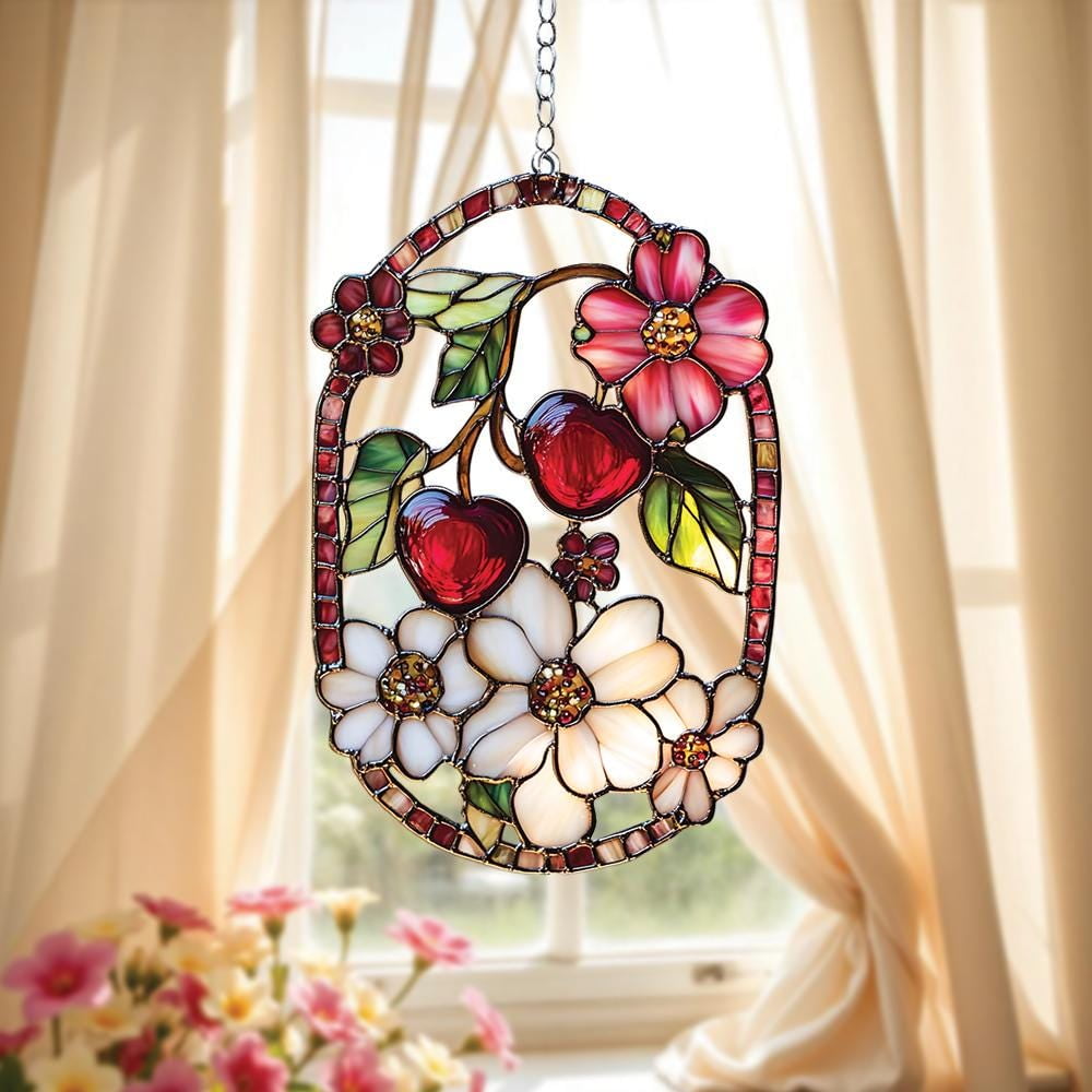 Cherry Blossom & Heart Stained Glass Suncatcher fullxfull Romantic ...