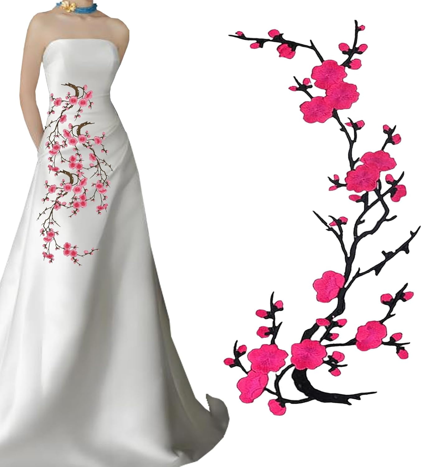 Cherry Blossom Iron Patch, Iron on Blossom Plum Applique Patch ...