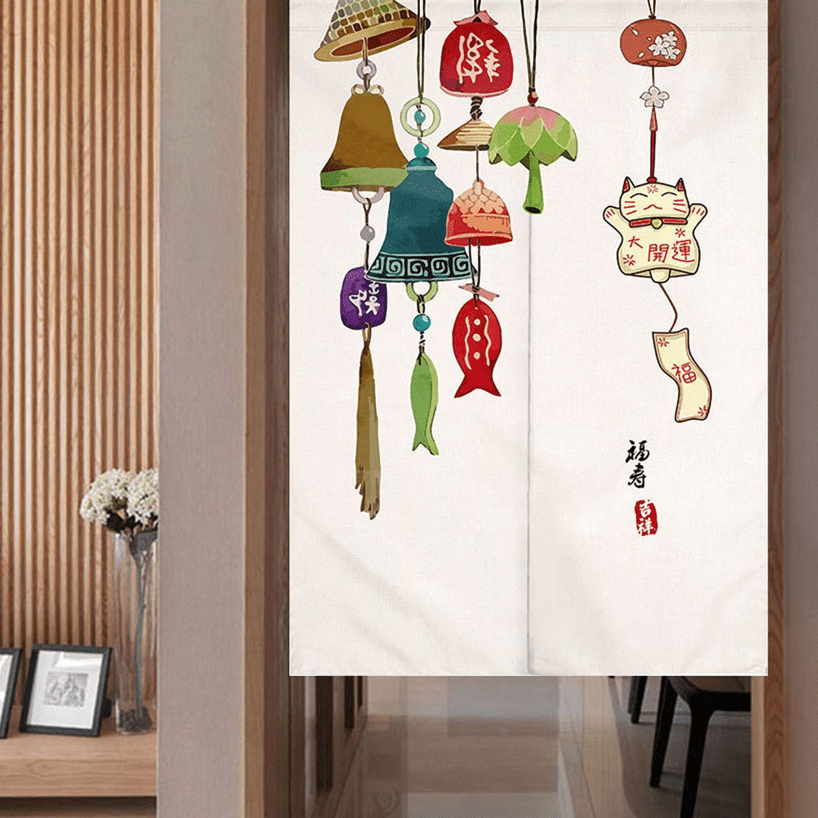 Cherry Blossom Japanese Door Curtain Wind Chime Partition Kitchen Noren ...