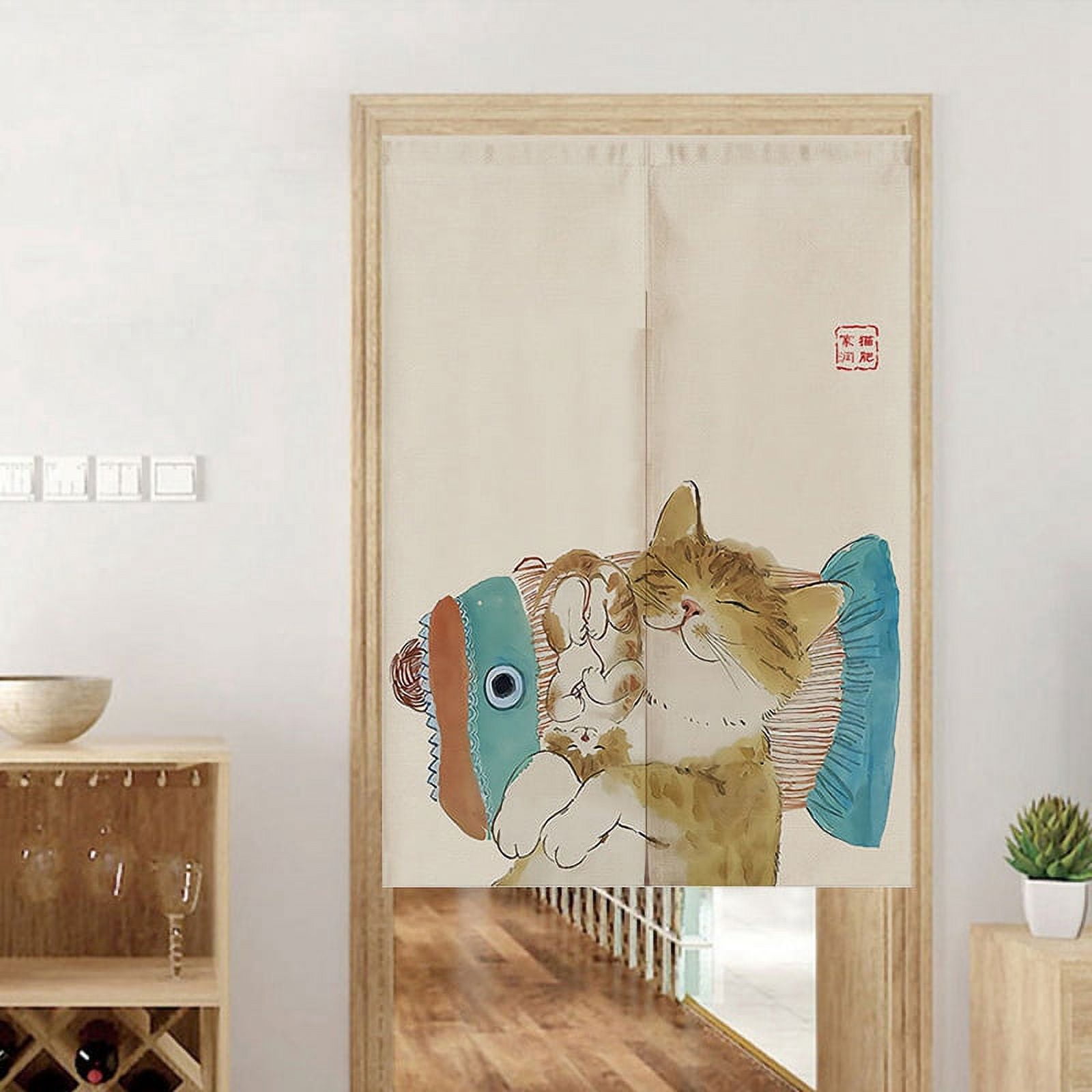 Cherry Blossom Japanese Door Curtain Wind Chime Partition Kitchen Noren ...