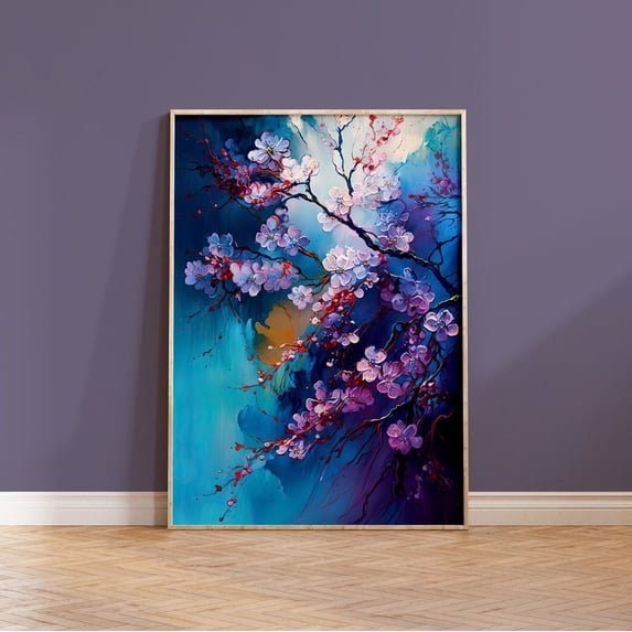 Cherry Blossom Japanese Sakura Branch Abstract Acrylic Art, Unframed ...