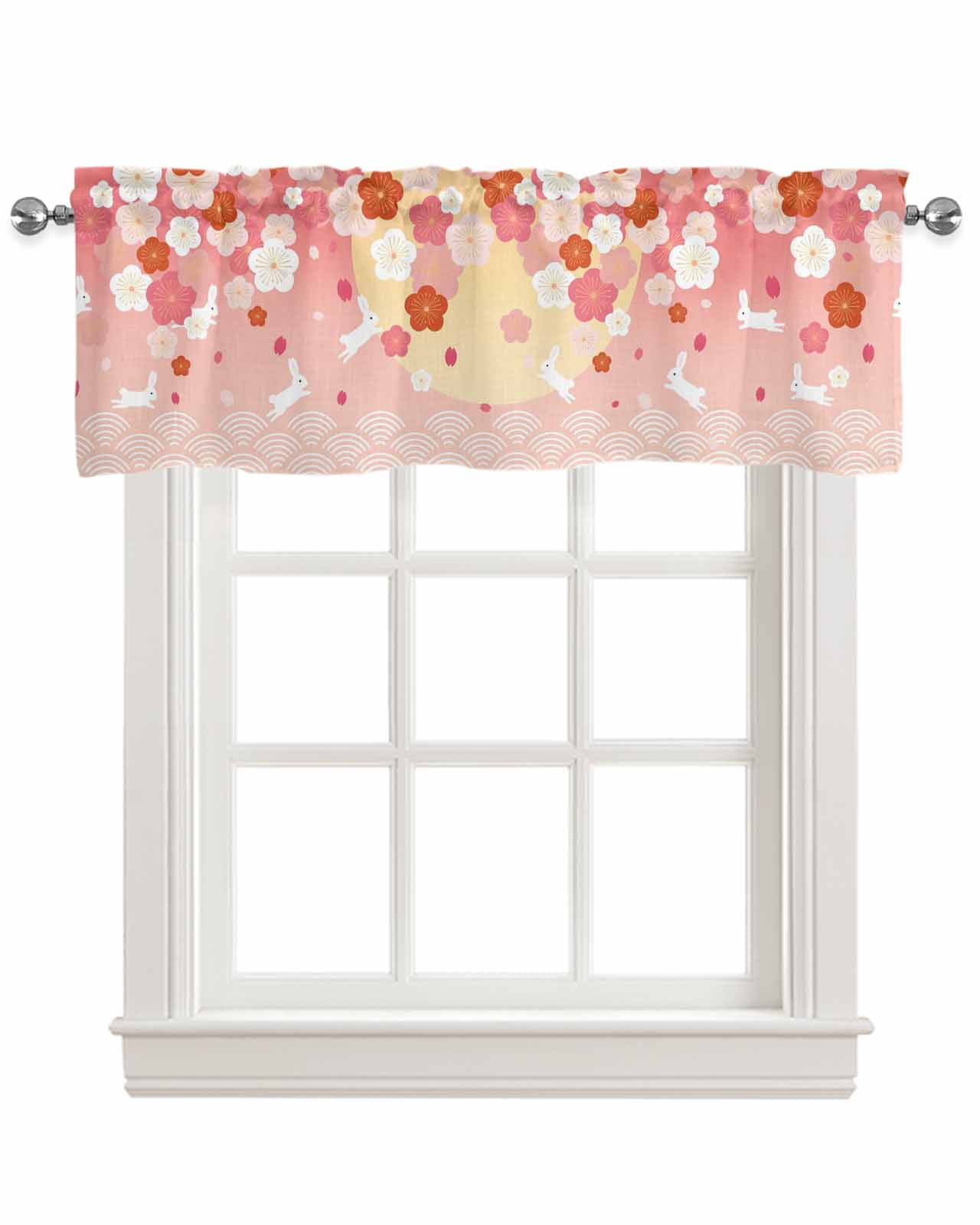 Cherry Blossom Kitchen Valances for Windows Farmhouse Linen Window ...