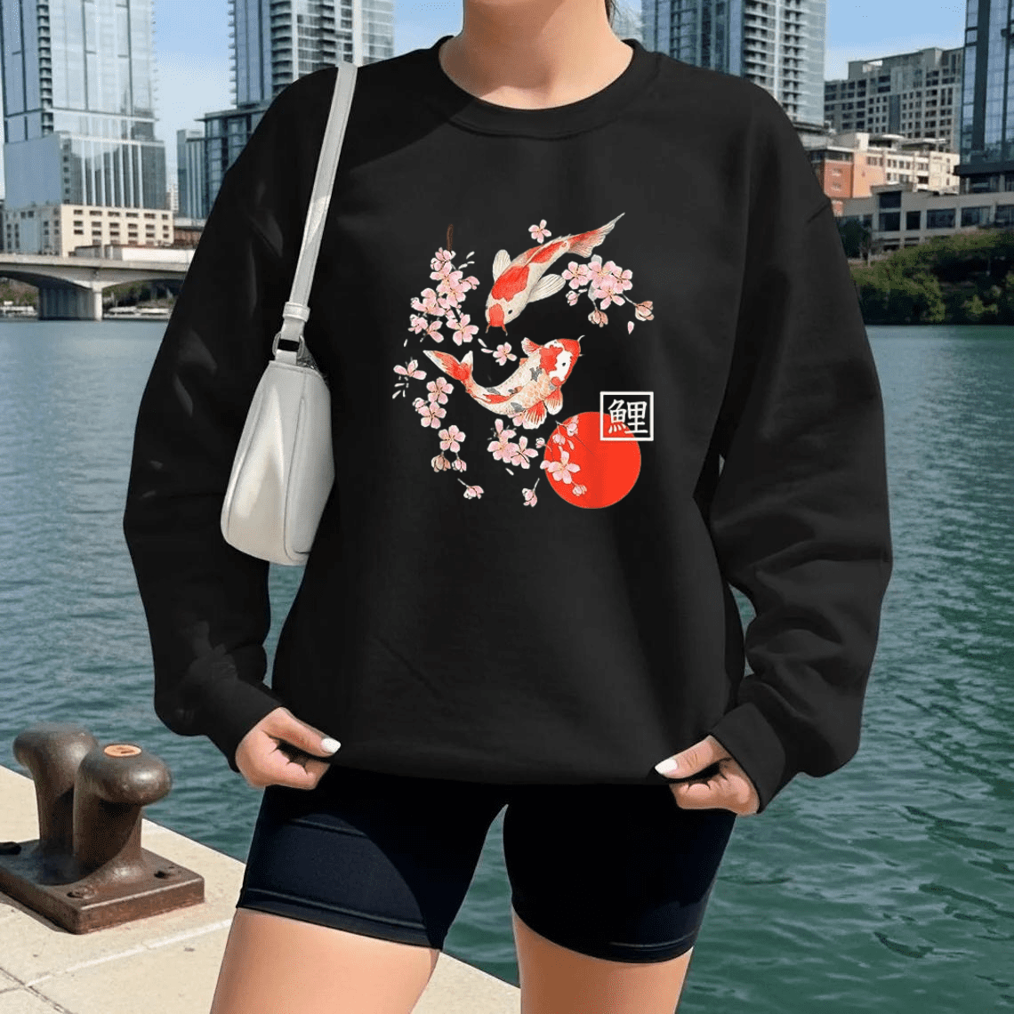 Cherry Blossom Koi Fish Japanese Sakura Graphic Sweatshirt, for Men ...