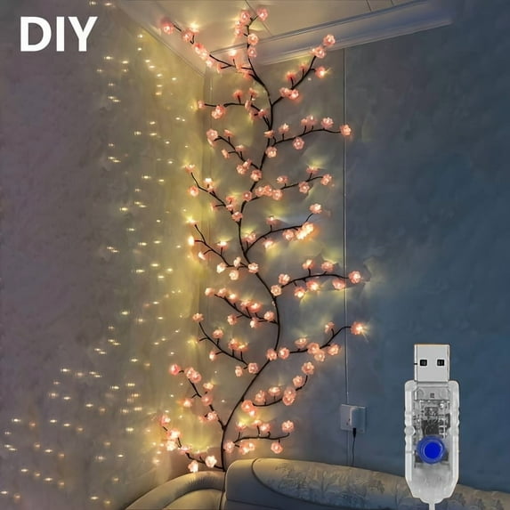 Cherry Blossom LED String Lights, Flexible Bendable Sakura Vine Lights ...