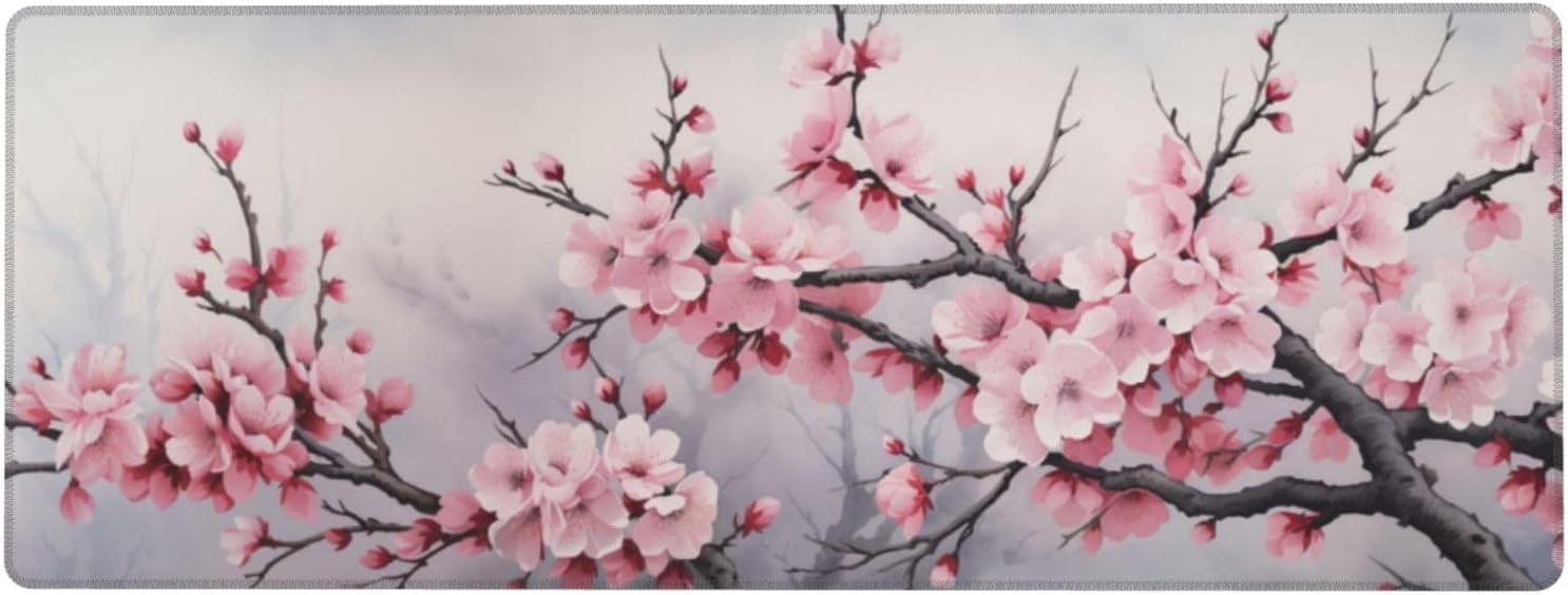 Cherry Blossom Large Mouse Pad - Watercolor Sakura Flower Gaming Mouse ...