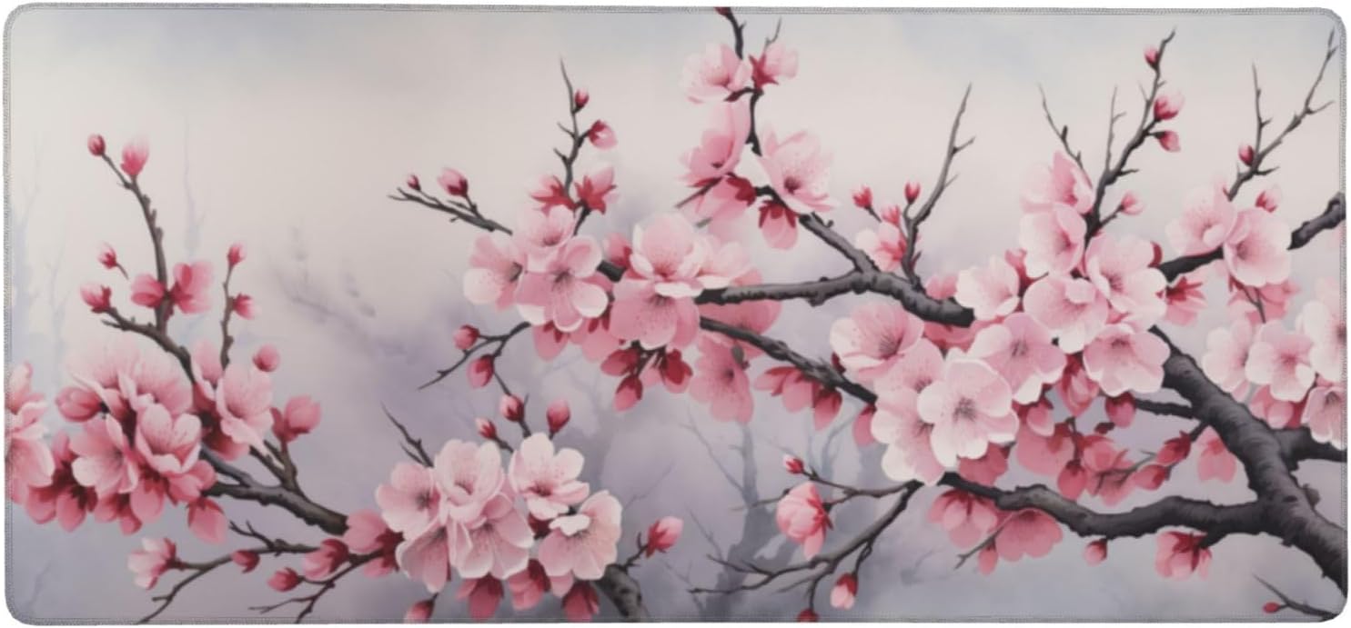 Cherry Blossom Large Mouse Pad - Watercolor Sakura Flower Gaming Mouse ...