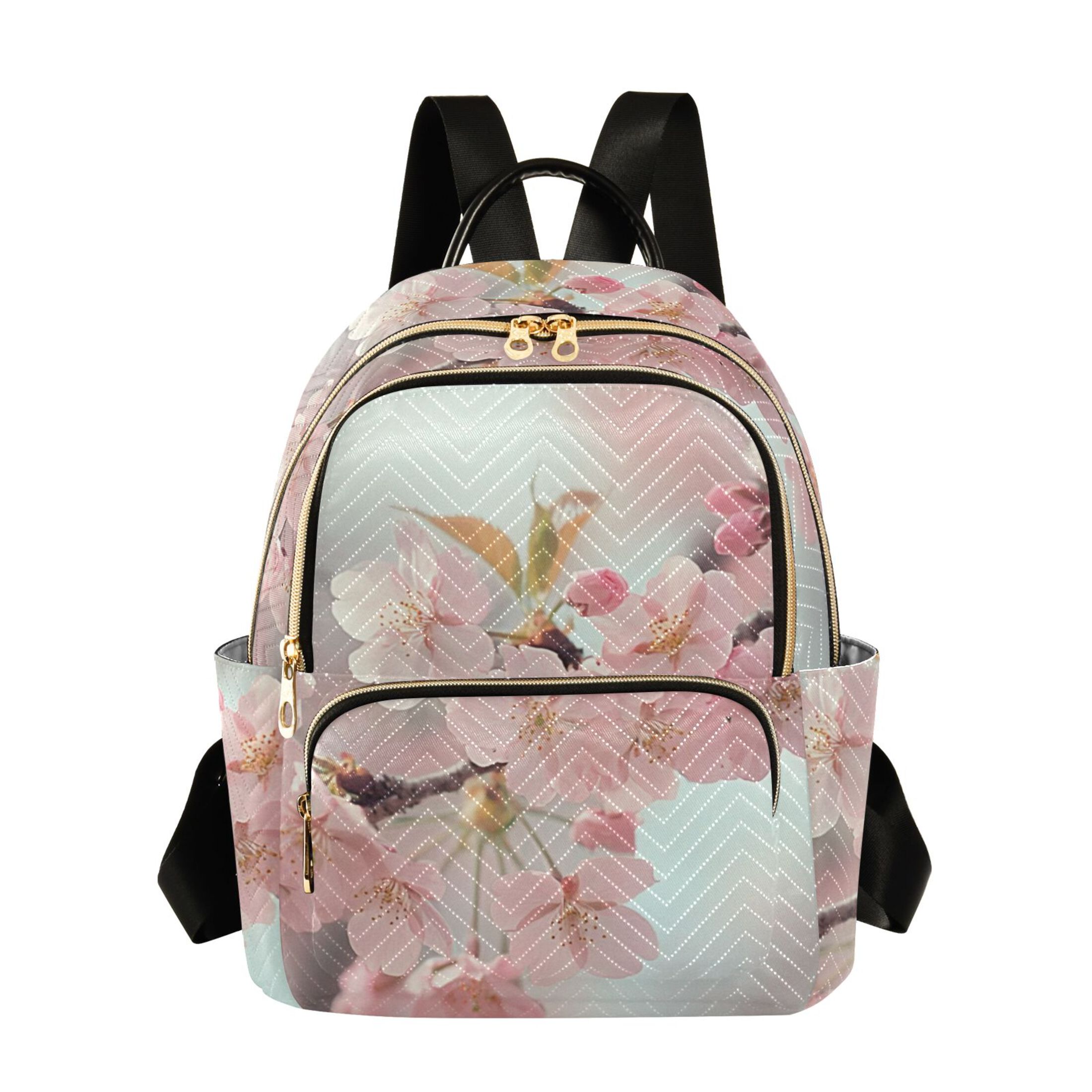 Cherry Blossom Leaves Spring Quilted Backpack Fashion Daypack Commuter ...