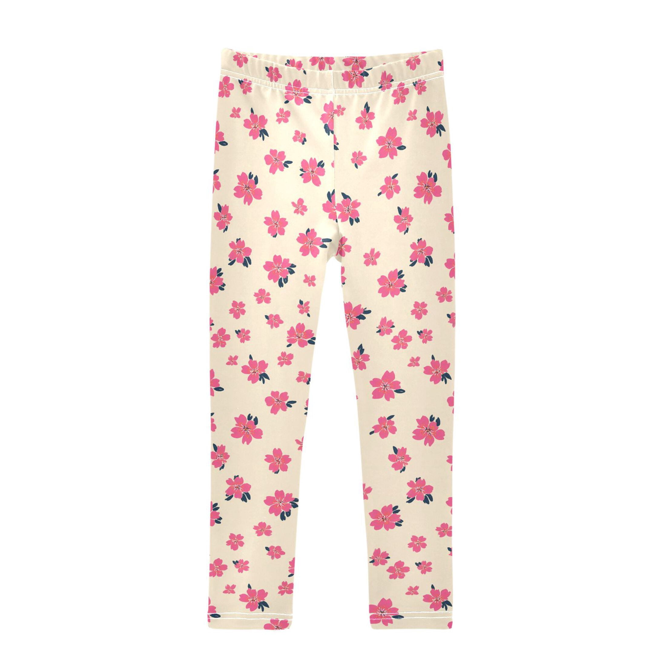 Cherry Blossom Light Orange Printed Leggings Yoga Pants for in 4t to ...