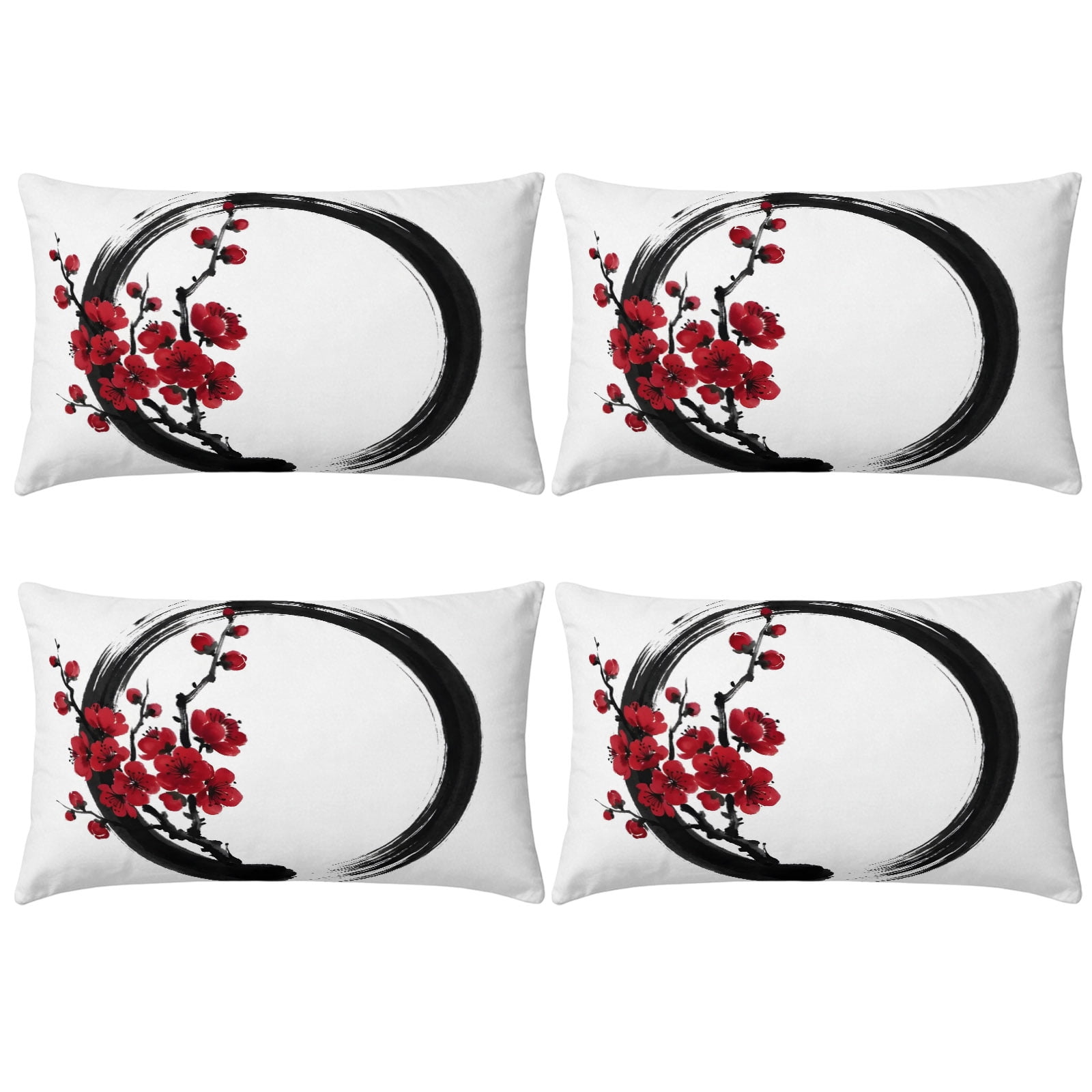 Cherry Blossom Lumbar Pillow Covers 12 x 20 Inch Pillow Covers Set of 4 ...