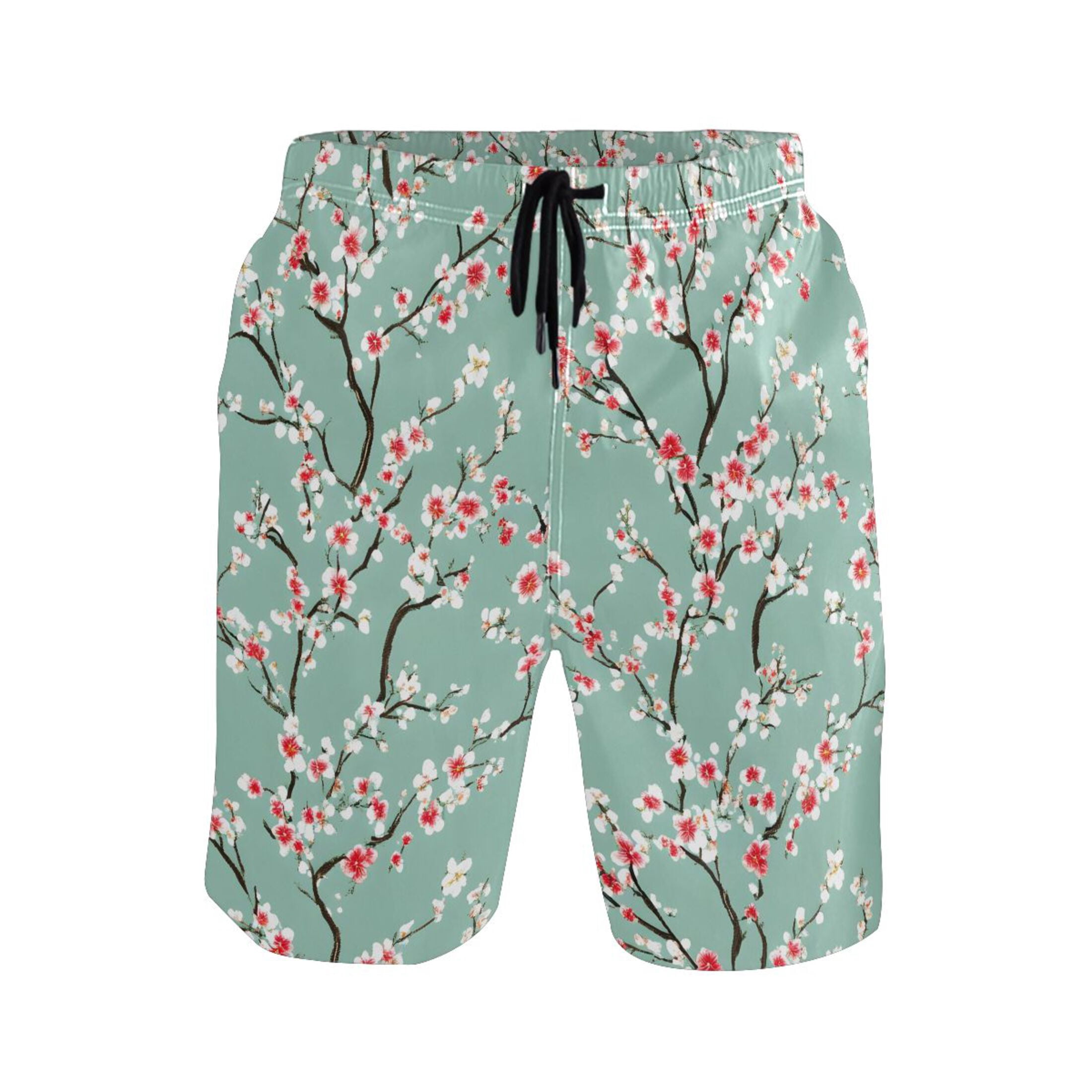 Cherry Blossom Mens Swim Trunks Quick Dry Board Shorts Breathable Fit ...