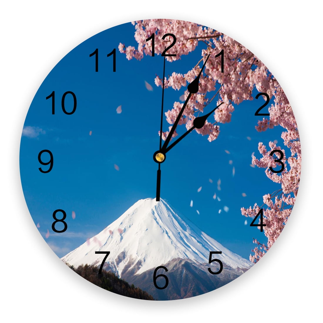 Cherry Blossom Mount Fuji Japan Decorative Round Wall Clock Custom ...
