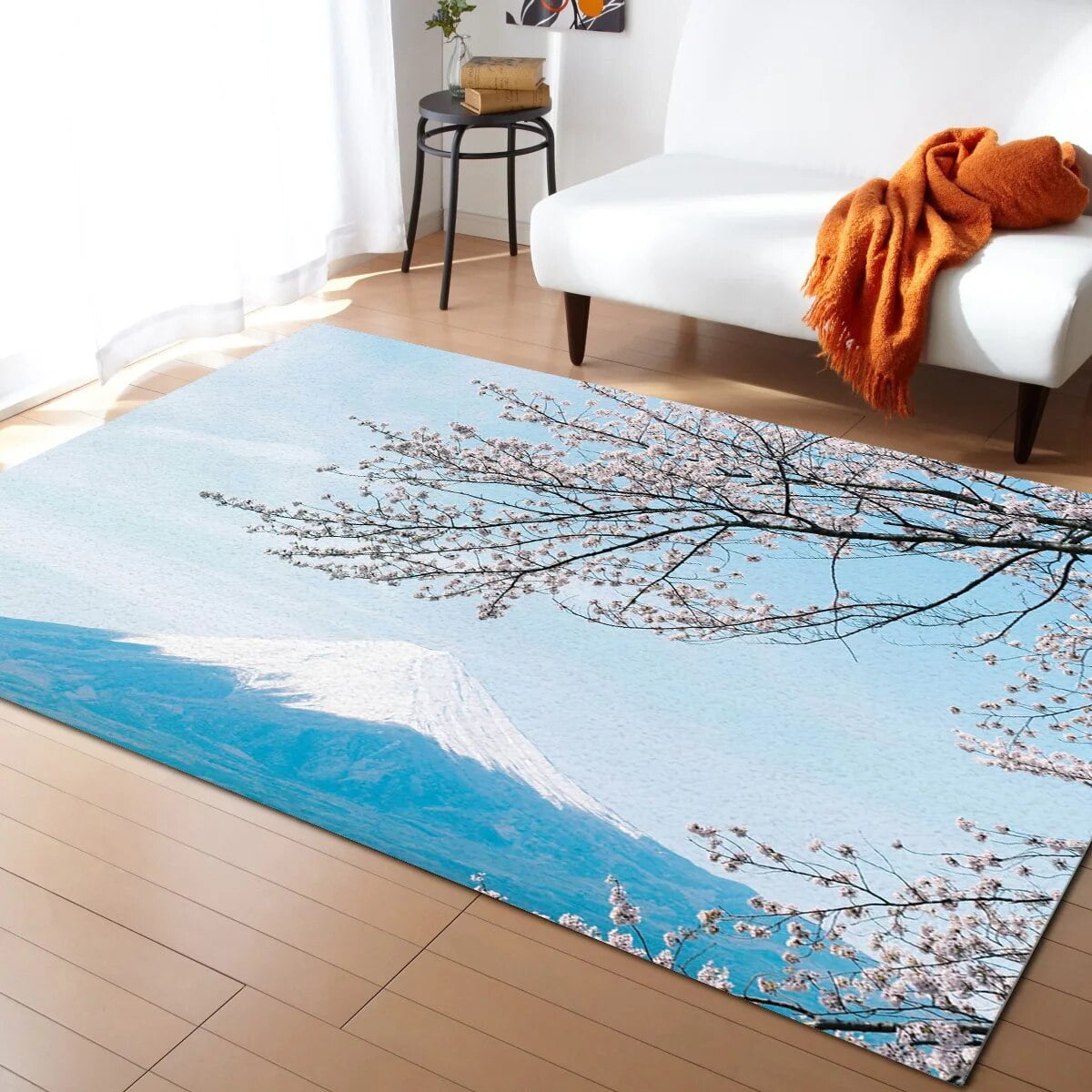 Cherry Blossom Mount Fuji Sky Carpet Area Rug Children's Room Living ...