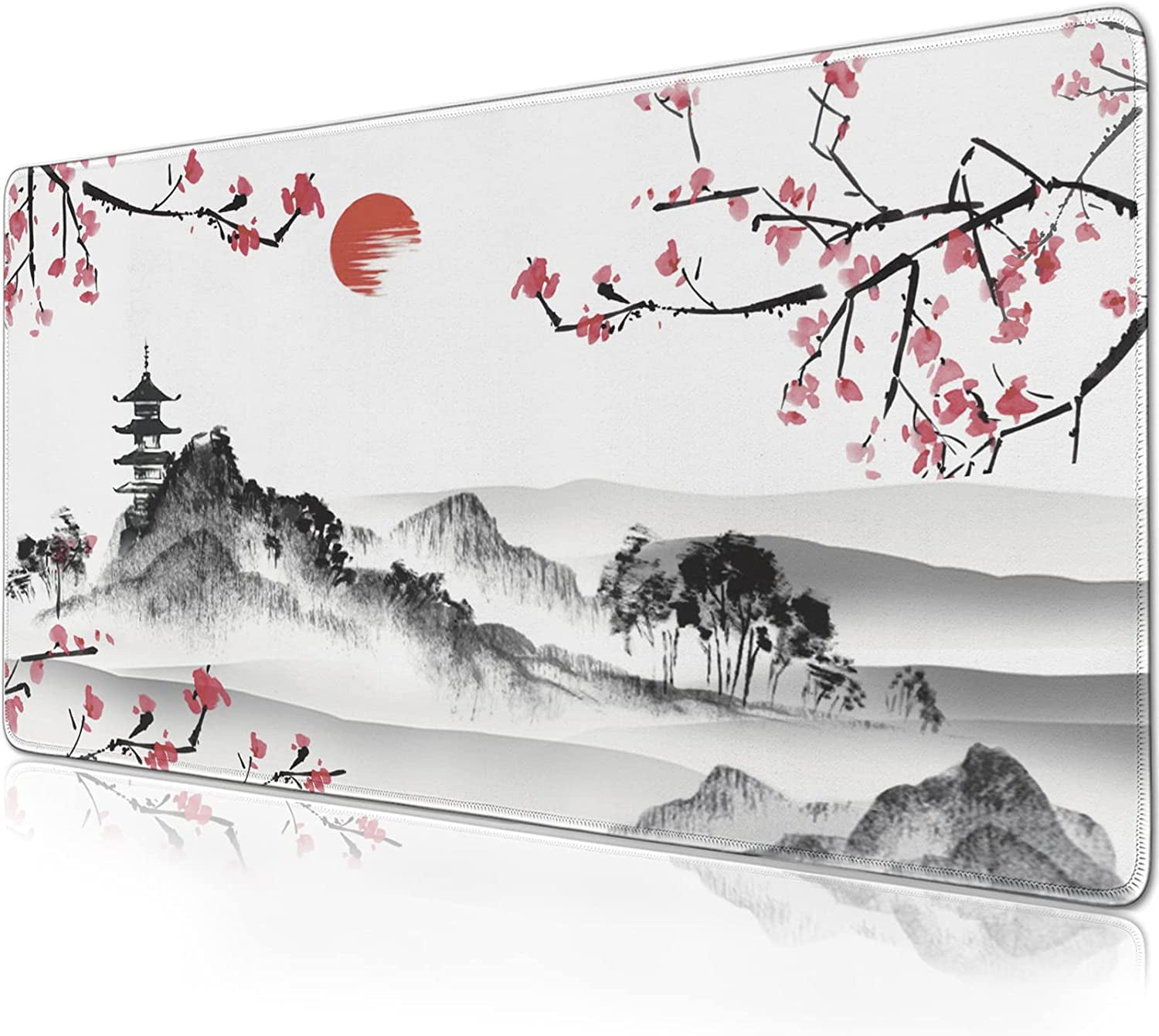 Cherry Blossom Mouse Pad (31.5x15.7 in) Japanese Extended Gaming Mouse pad Large Non-Slip Rubber ...