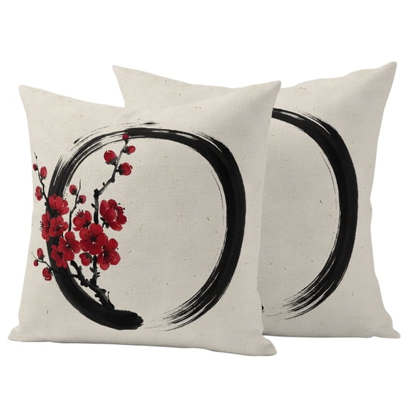 Cherry Blossom Outdoor Waterproof Pillow Covers, Japanese Red Plum ...