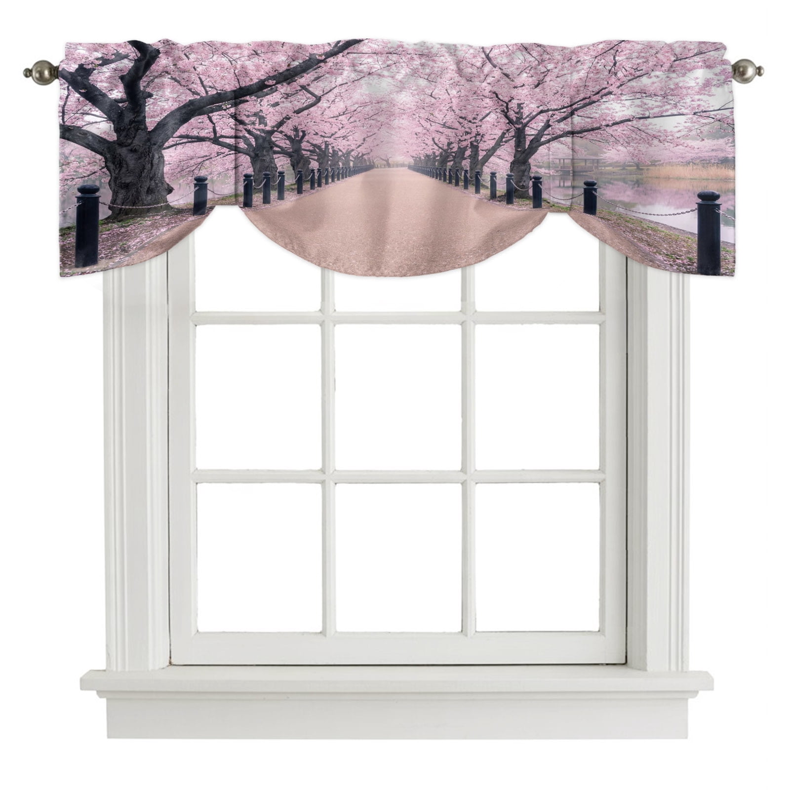 Cherry Blossom Path Tie Up Valance Curtains Spring Dreamy Pink Flower ...