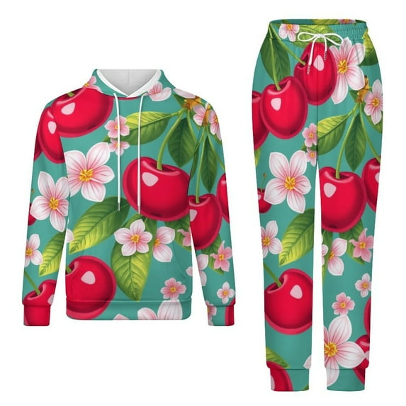 Cherry Blossom Pattern Hoodie + Pants Suit Cool Men/Women 2 Pcs ...