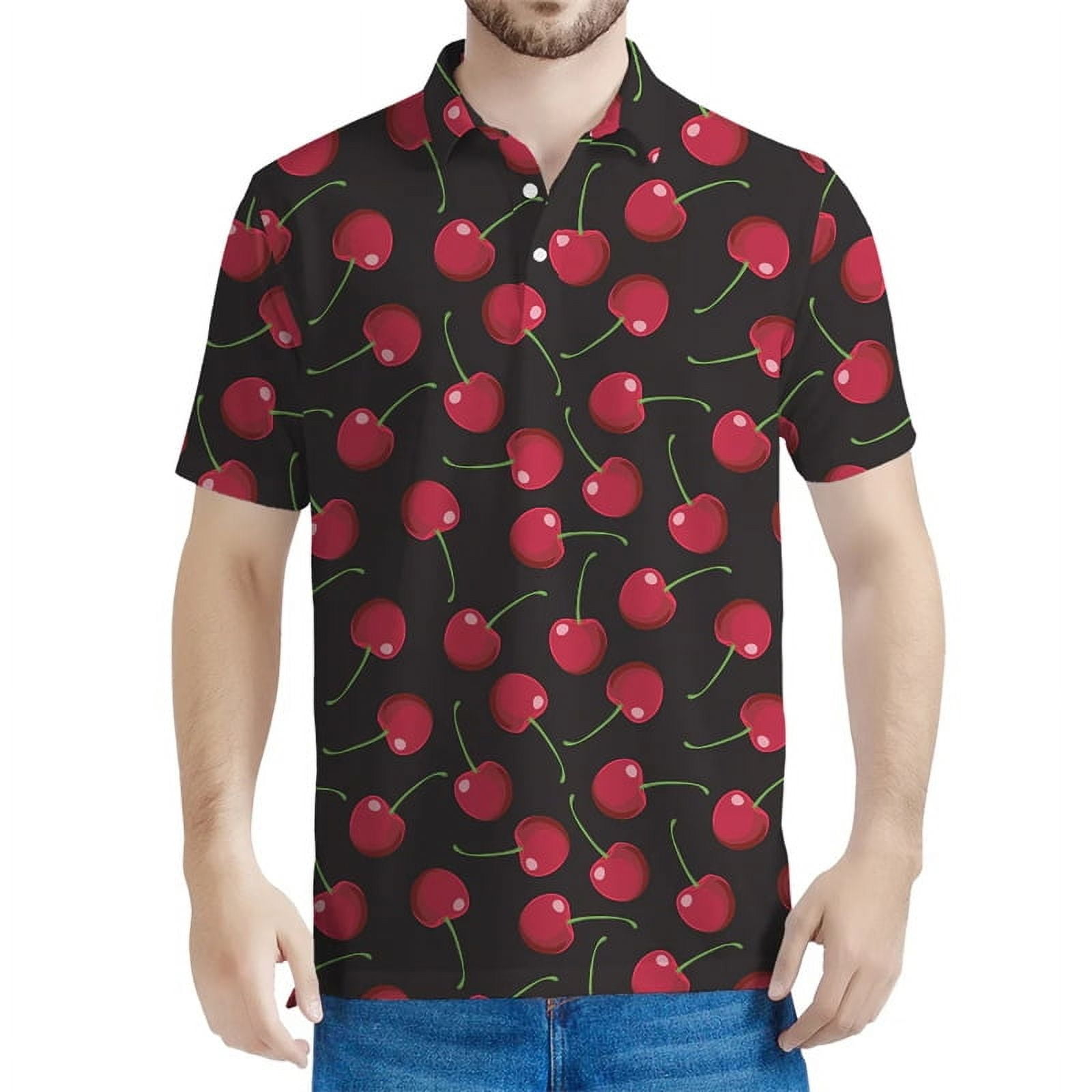 Cherry Blossom Pattern Polo Shirt Men Fashion Summer 3D Printed Fruit ...