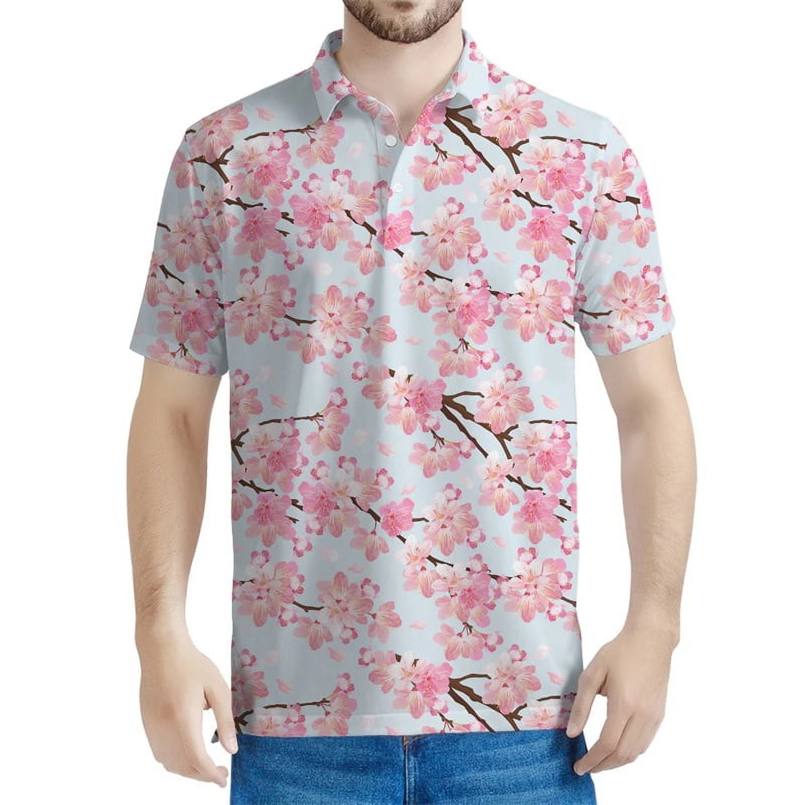 Cherry Blossom Pattern Polo Shirt Men Fashion Summer 3D Printed Fruit ...