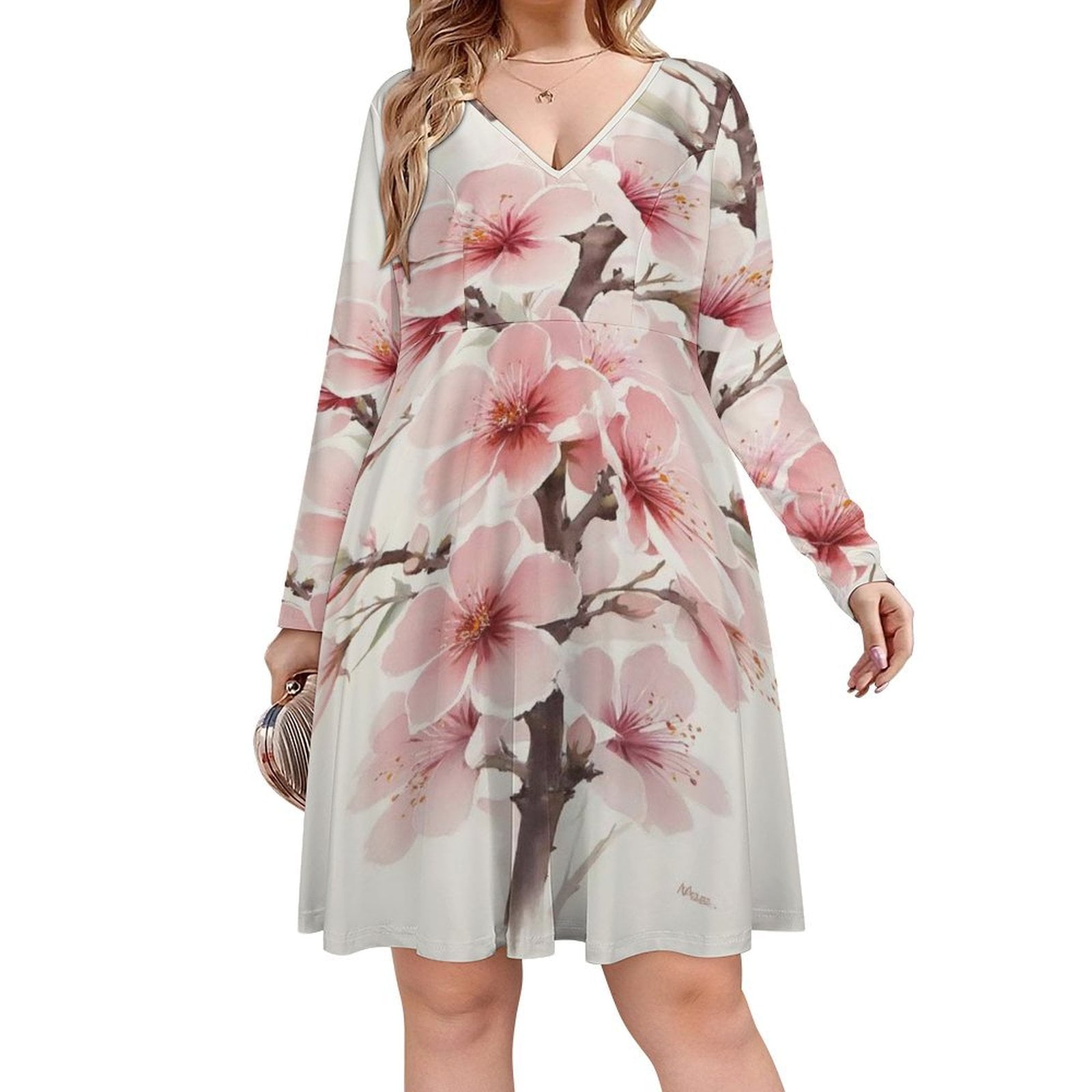 Cherry Blossom Pink (1) Long Sleeve Dresses For Women Vintage Elegant ...