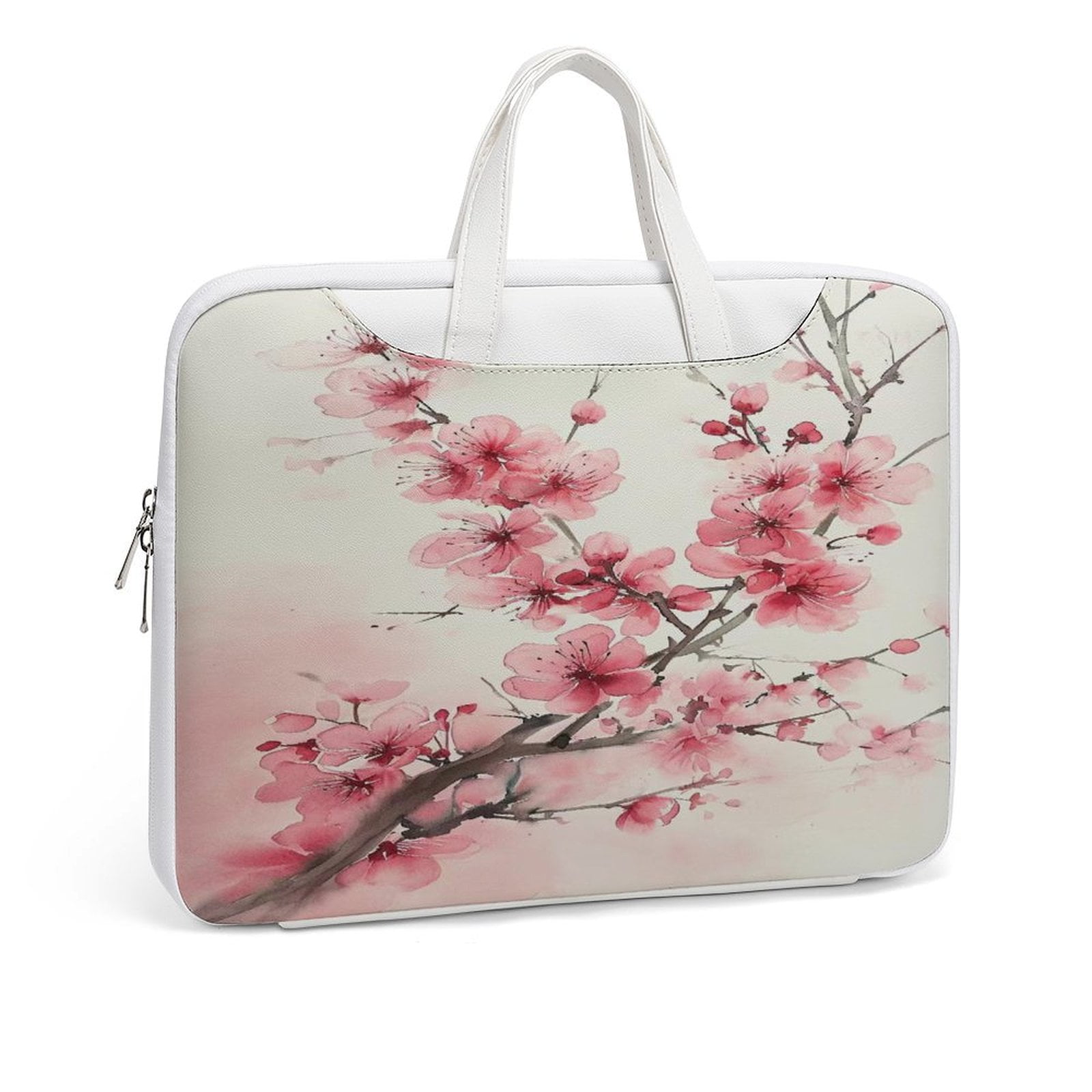 Cherry Blossom Pink (2) PU Leather Laptop Bag Women Man Office Notebook ...
