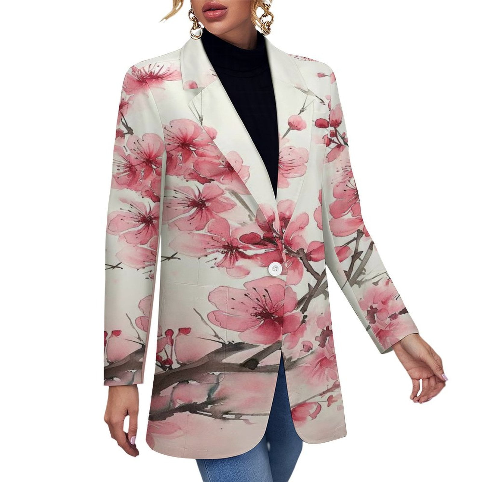 Cherry Blossom Pink (2) Woman Casual Loose Suits Summer Jacket Woman ...