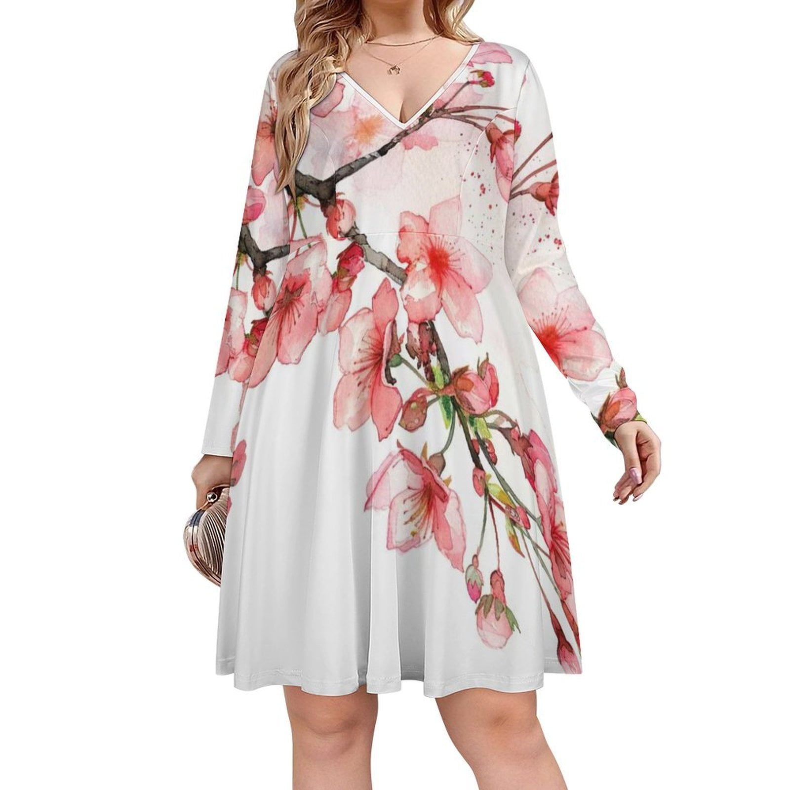 Cherry Blossom Pink (4) Long Sleeve Dresses For Women Vintage Elegant ...
