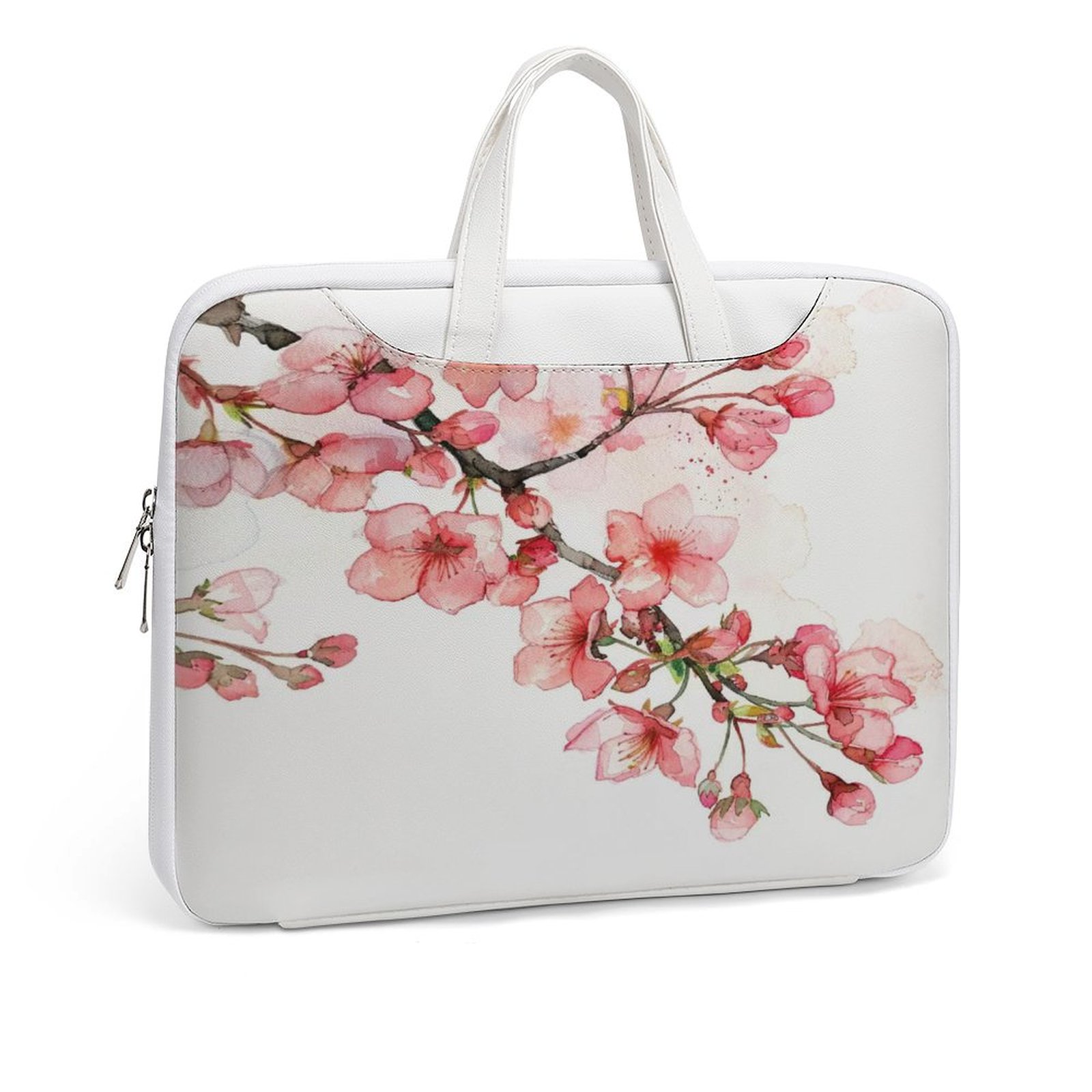 Cherry Blossom Pink (4) PU Leather Laptop Bag Women Man Office Notebook ...