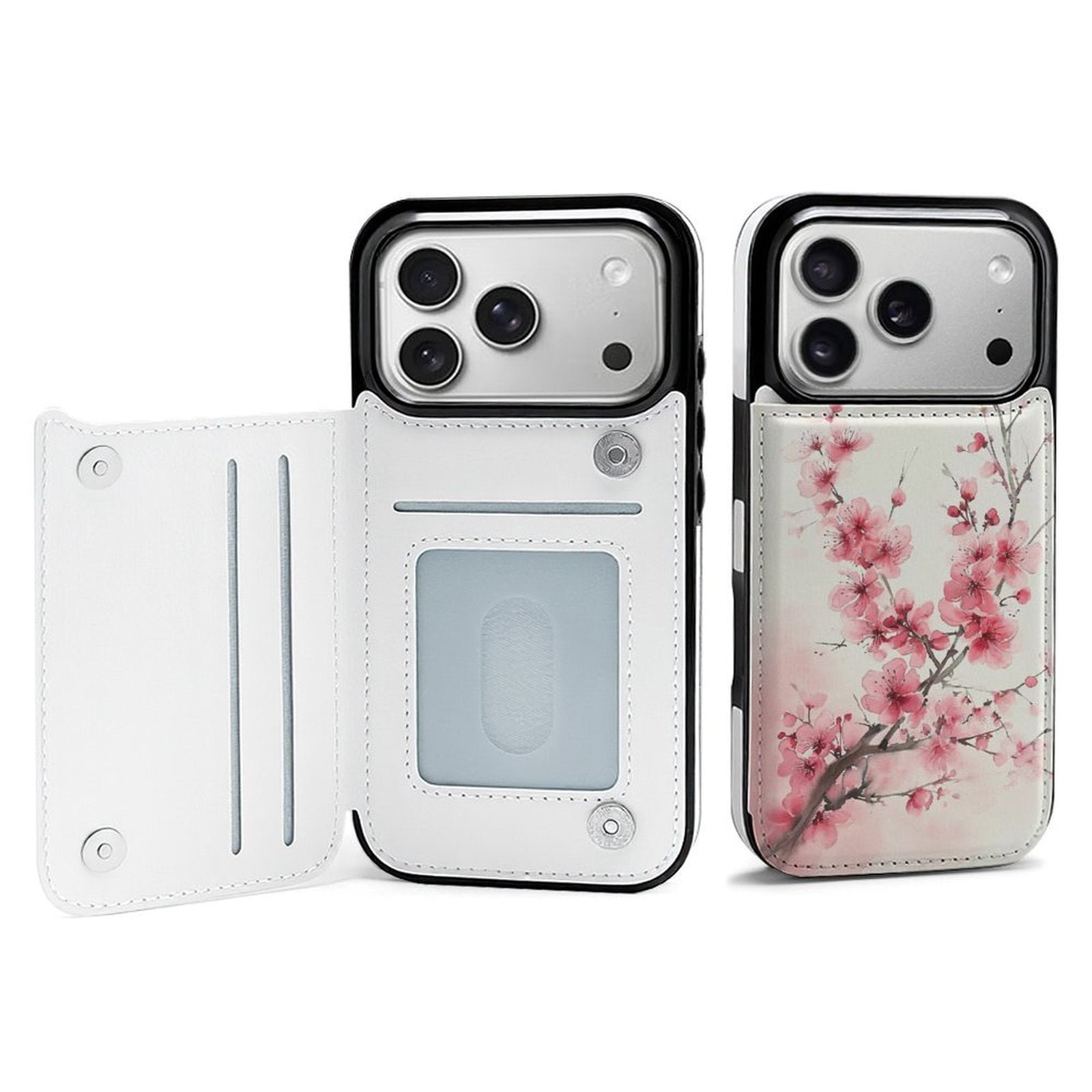 Cherry Blossom Pink Leather Wallet Case for iPhone 17 Wallet Case Card Holder Flip - Walmart.com