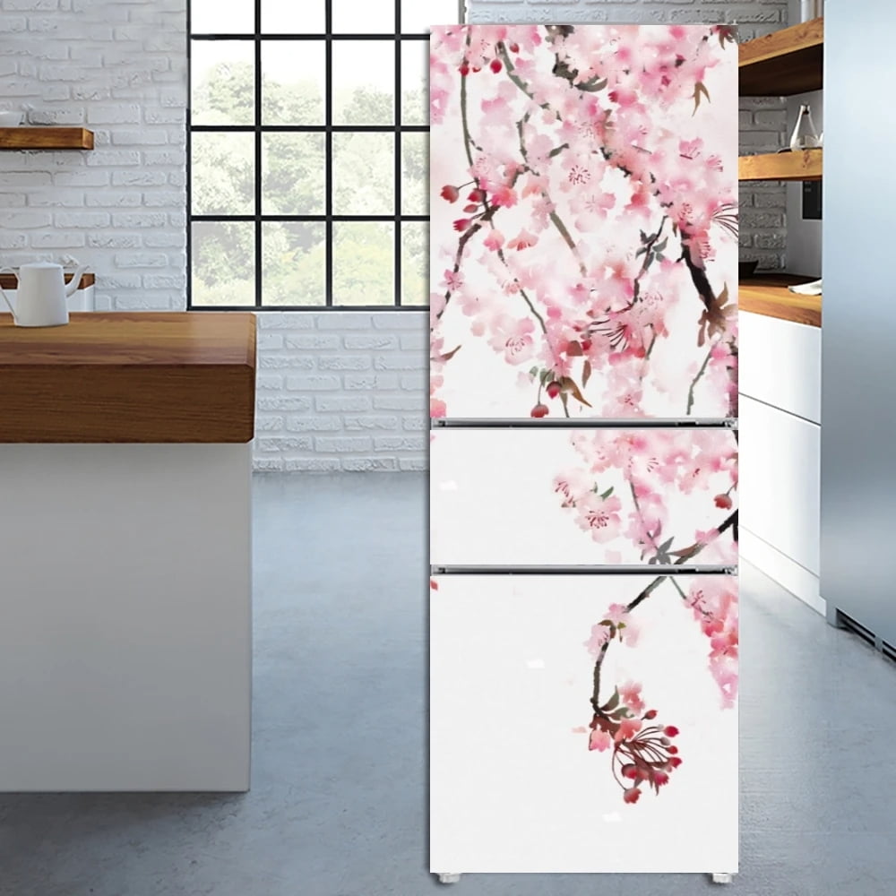 Cherry Blossom Pink Pattern Refrigerator Stickers Duplex Door Cover ...