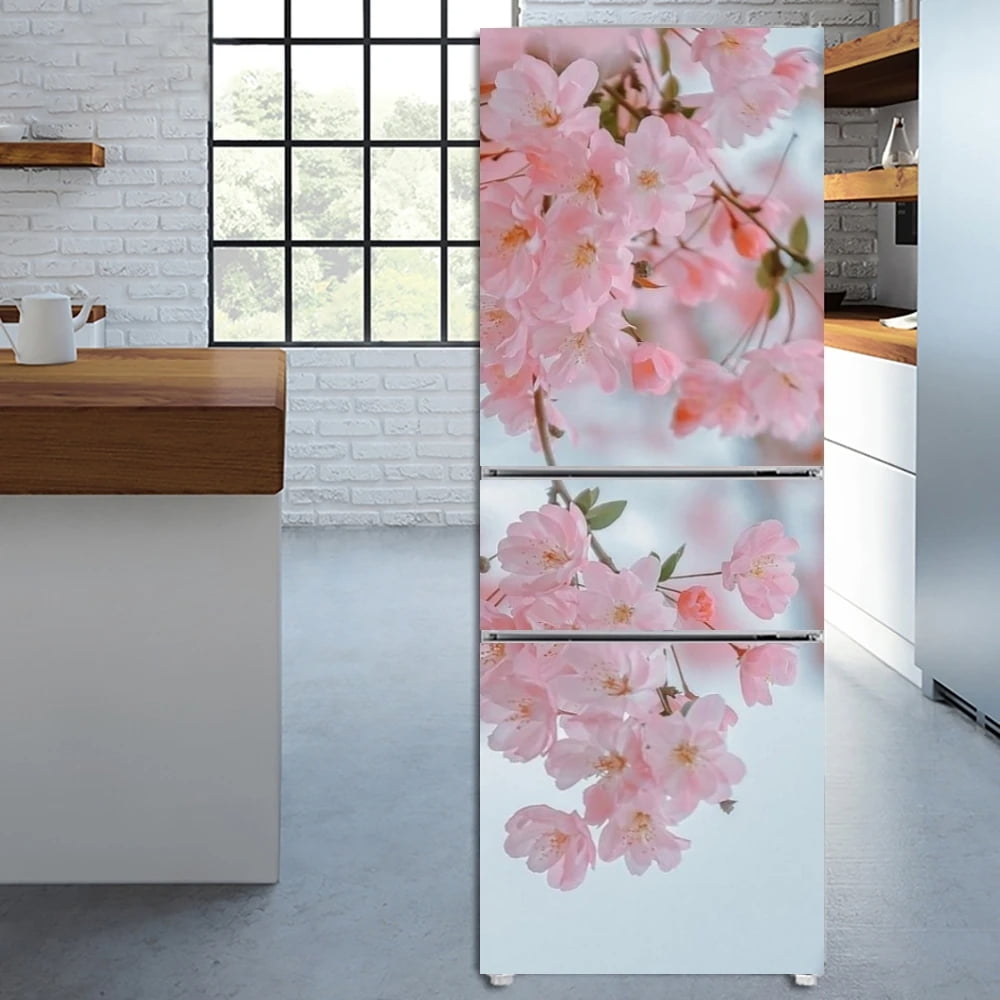 Cherry Blossom Pink Pattern Refrigerator Stickers Duplex Door Cover ...