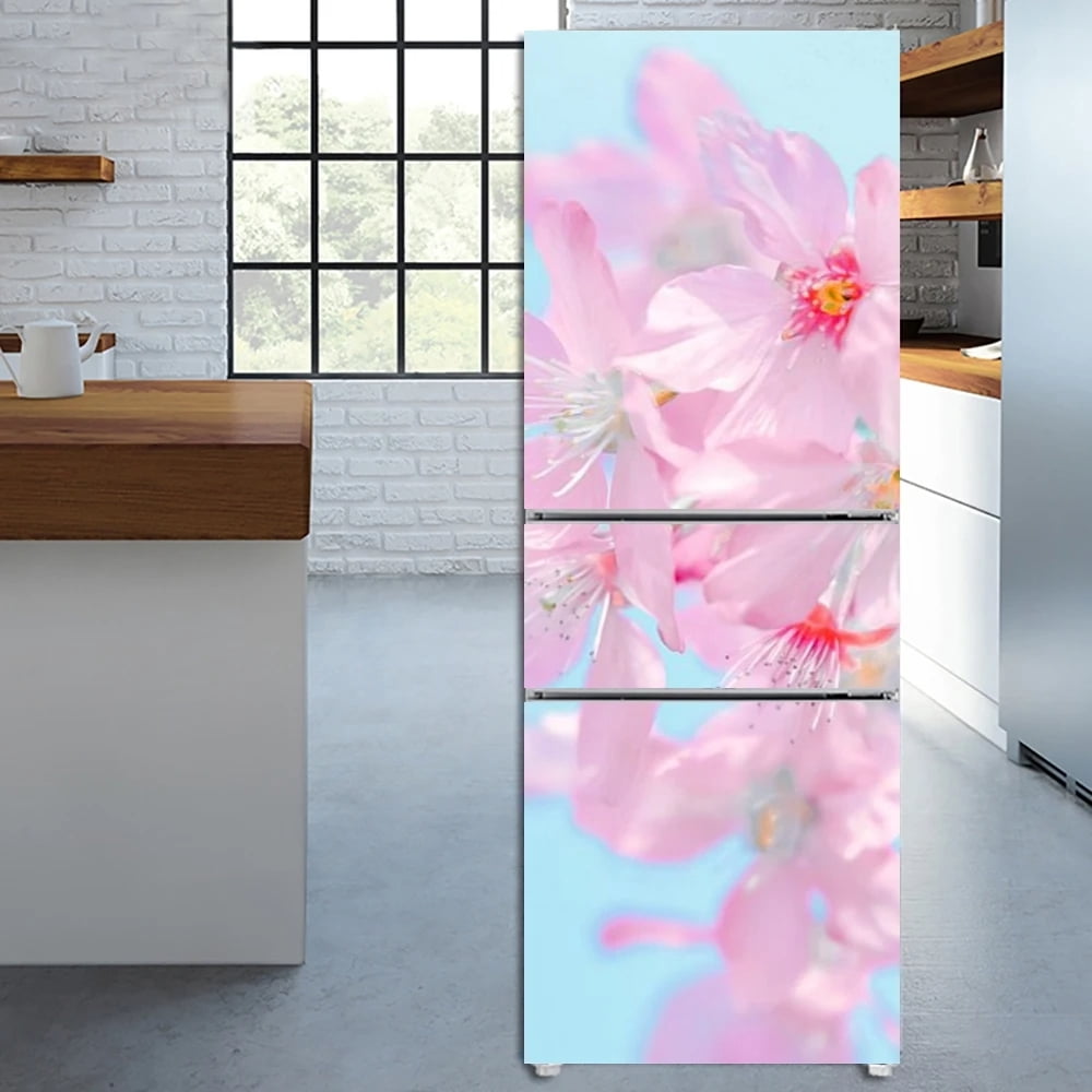 Cherry Blossom Pink Pattern Refrigerator Stickers Duplex Door Cover ...