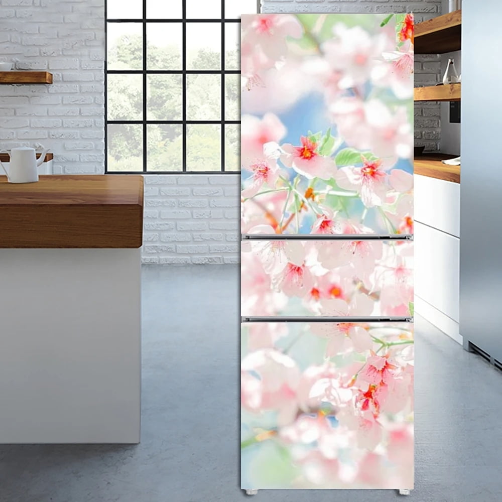 Cherry Blossom Pink Pattern Refrigerator Stickers Duplex Door Cover ...