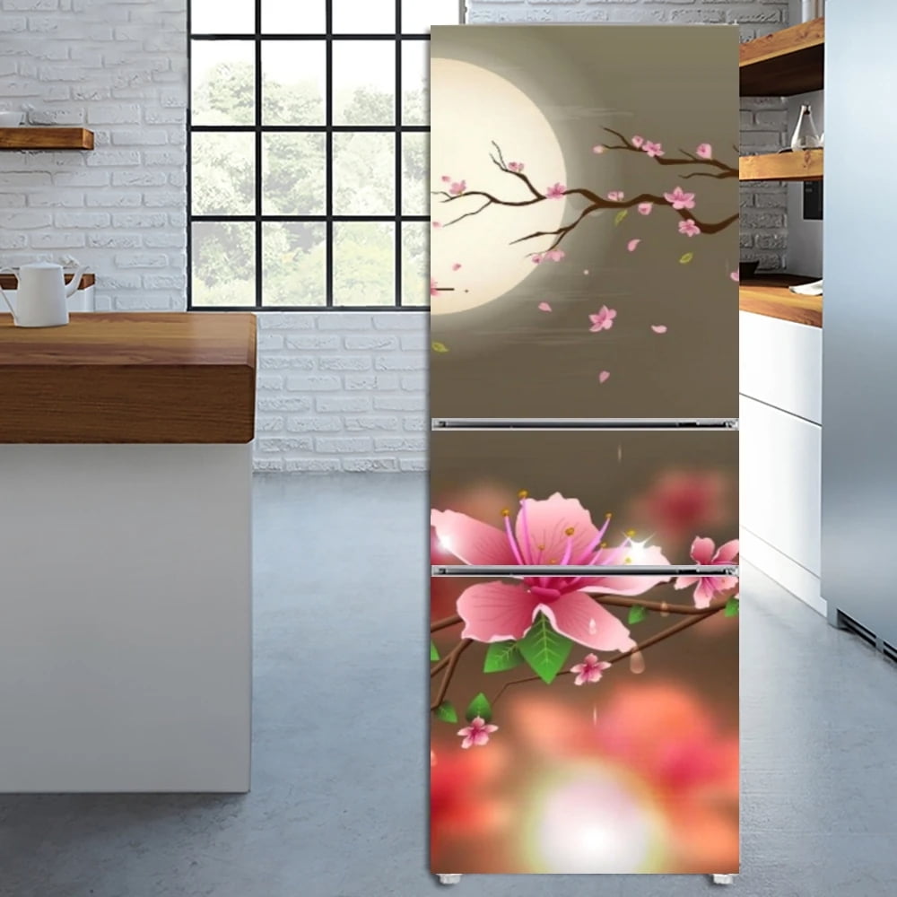 Cherry Blossom Pink Pattern Refrigerator Stickers Duplex Door Cover ...