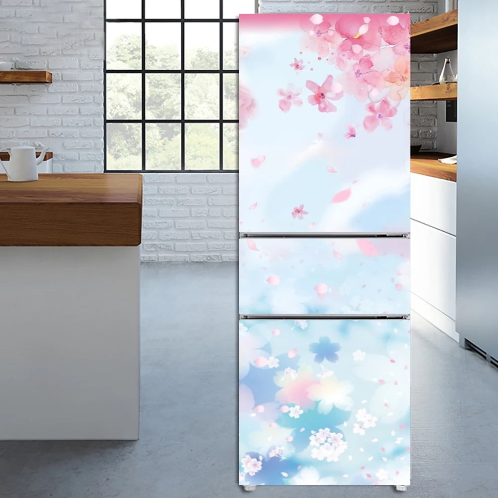 Cherry Blossom Pink Pattern Refrigerator Stickers Duplex Door Cover ...