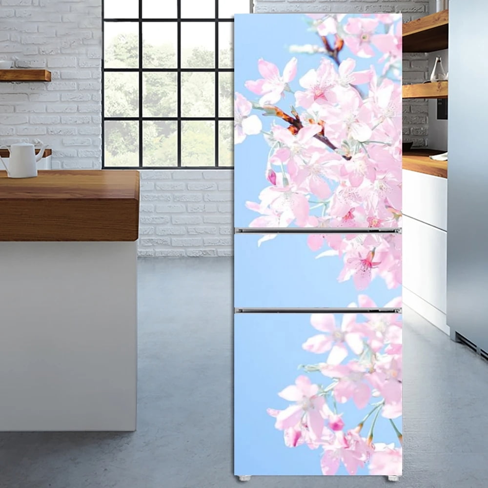 Cherry Blossom Pink Pattern Refrigerator Stickers Duplex Door Cover ...