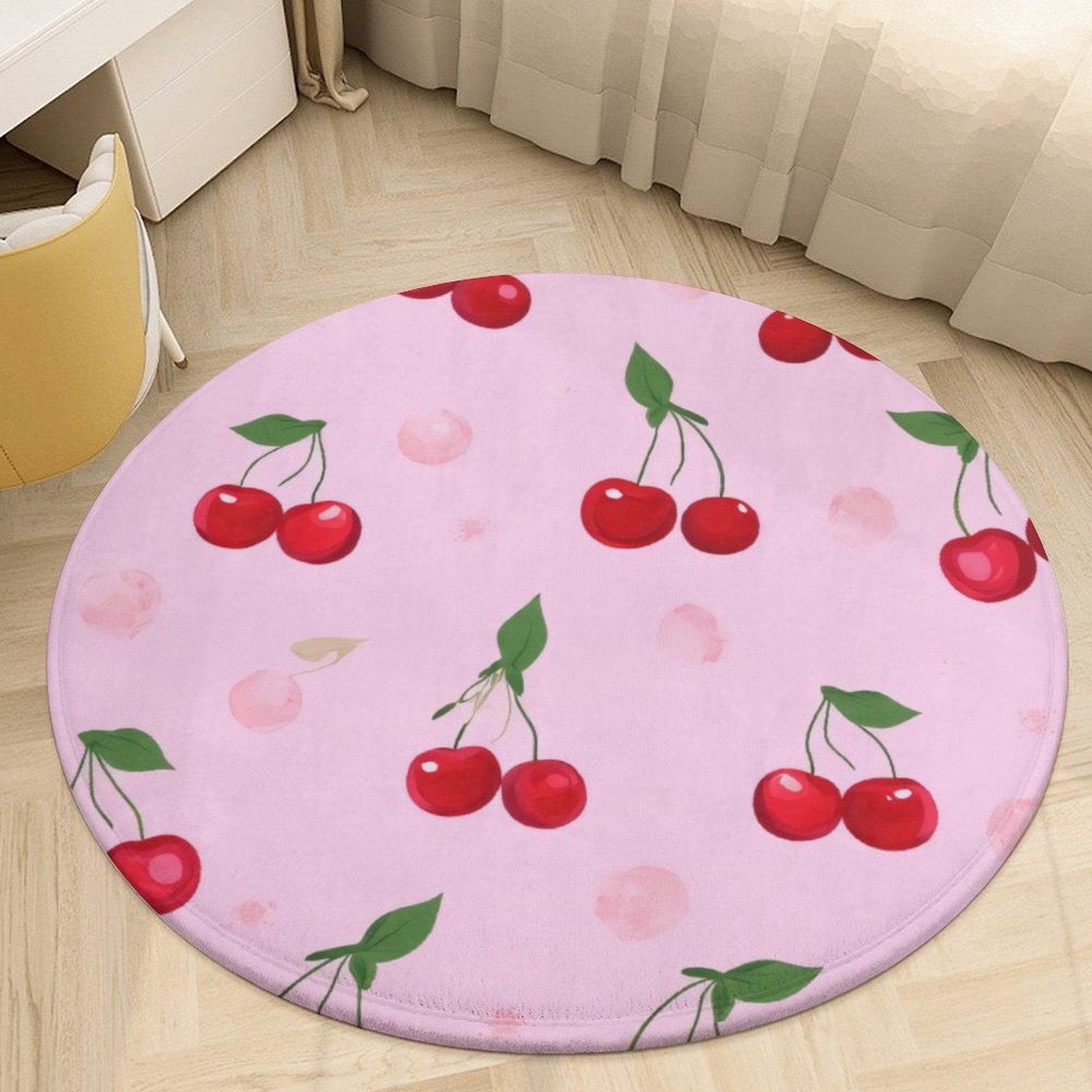 Cherry Blossom Pink Pattern Round Area Rugs for Bedroom Living Room ...