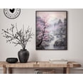 Cherry Blossom Pink Watercolor Poster Wall Art Asian Landscape Print ...