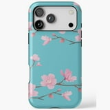 Cherry Blossom Plant Robin Egg Blue iPhone Case 17 16 15 14 13 12 11 ...