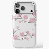 Cherry Blossom Plant Transparent Art iPhone Case 17 16 15 14 13 12 11 ...