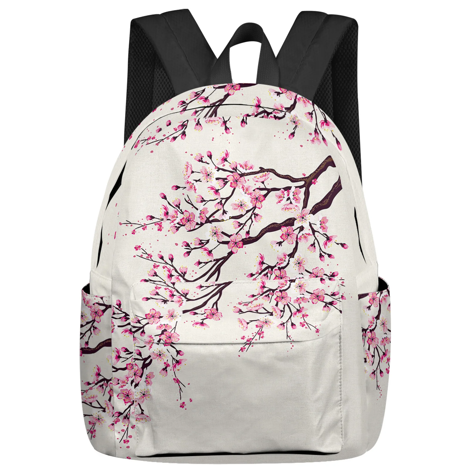 Cherry Blossom Plum Branch Pink Flower White Backpacks Custom School ...
