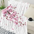 Cherry Blossom Plum Branch Pink Flower White Throw Blanket Warm ...