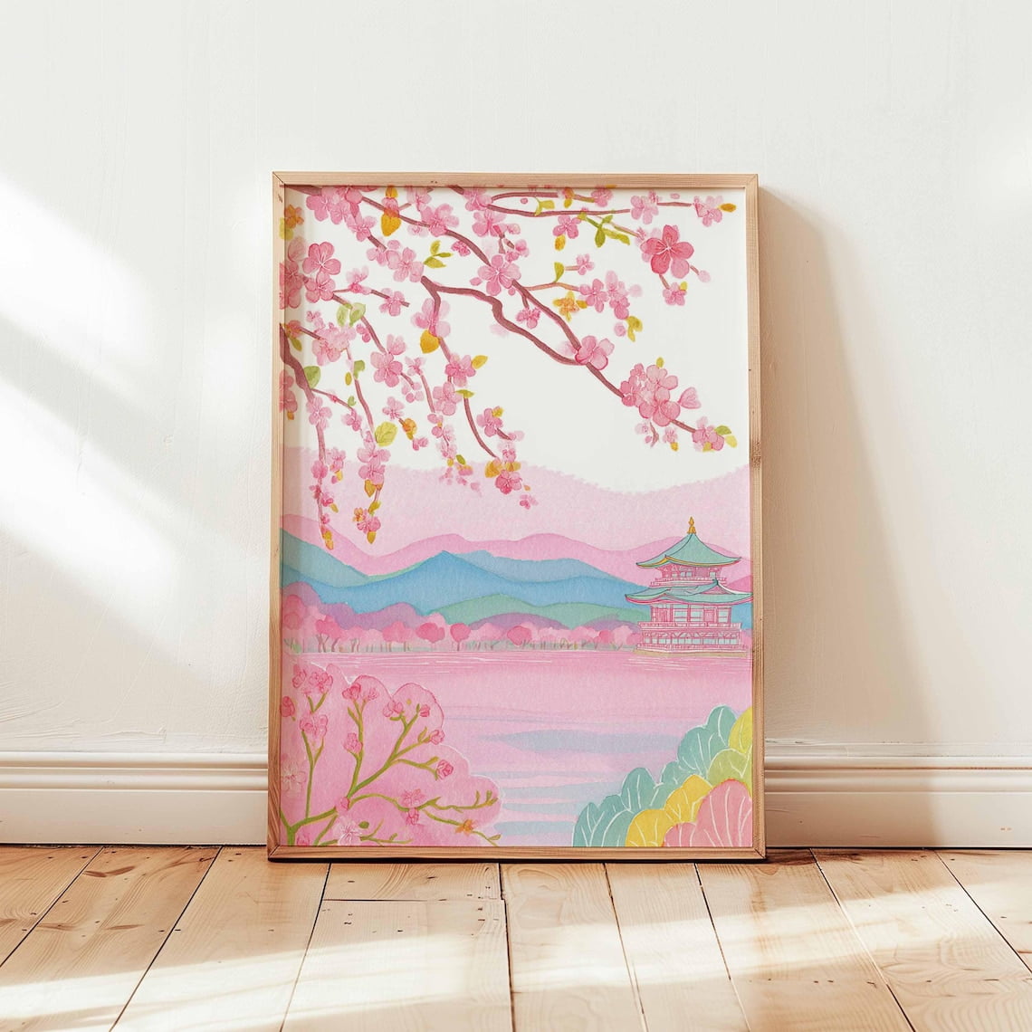 Cherry Blossom Poster Japanese Floral Wall Art Nature Home Decor Art ...