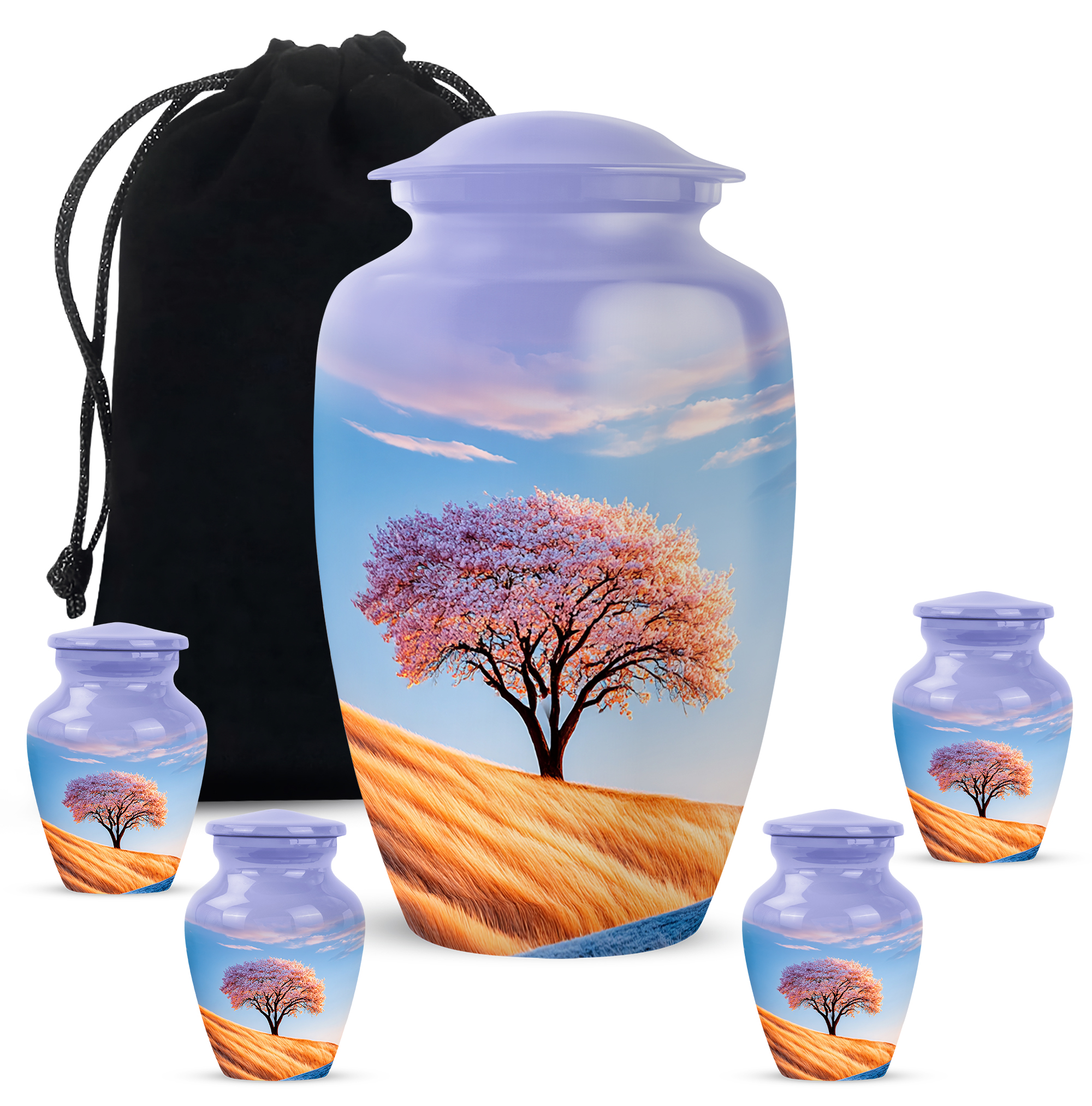 Cherry Blossom Purple Cremation Urns For Mom And Dad, Large Decorative ...