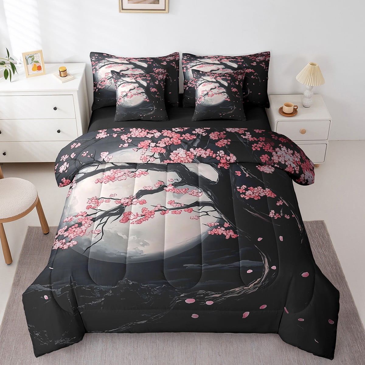 Cherry Blossom Queen Bedding Set 7 Piece Japanese Style Comforter Set ...