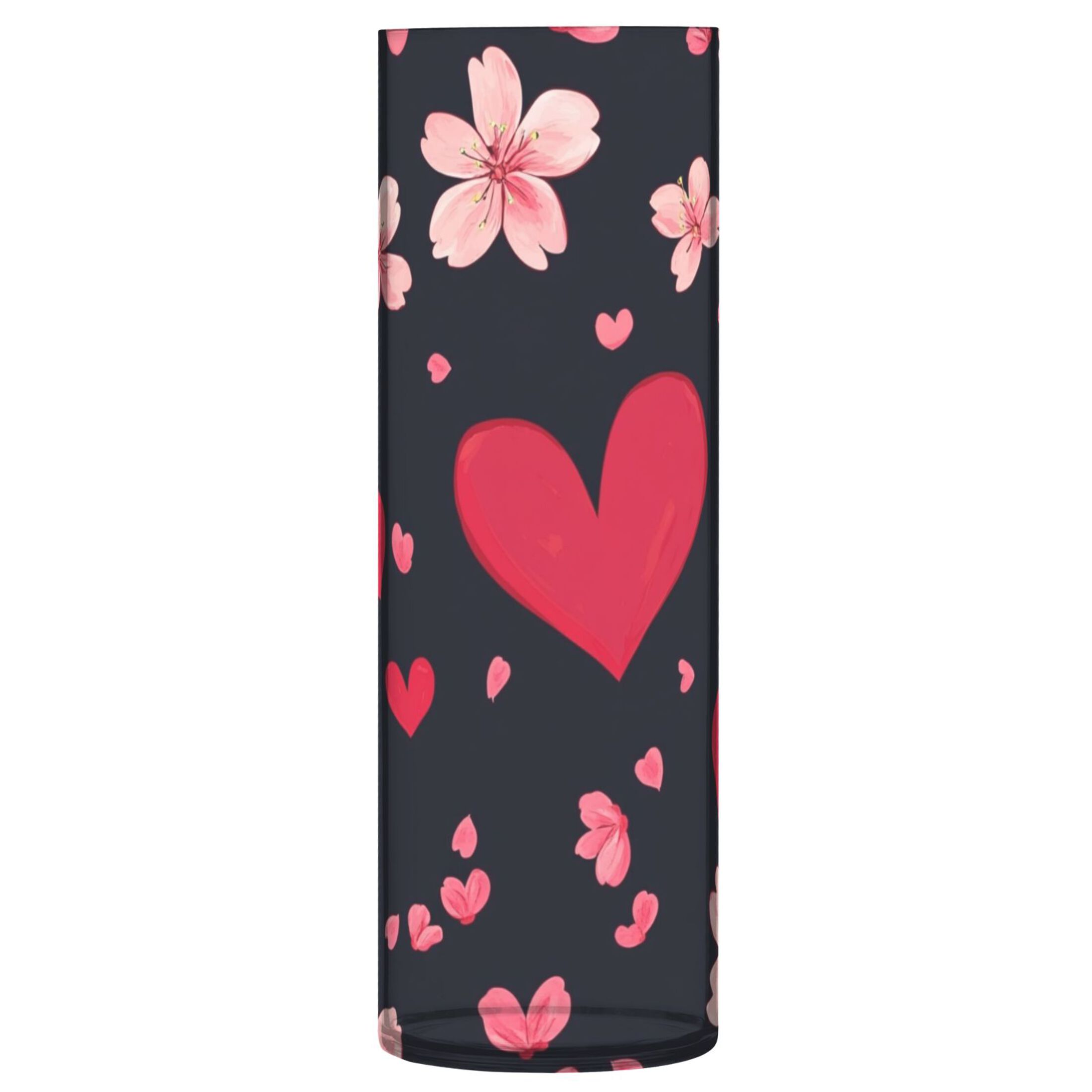 Cherry Blossom Red Heart Plastic Cylinder Vase Translucent Flower Vase ...