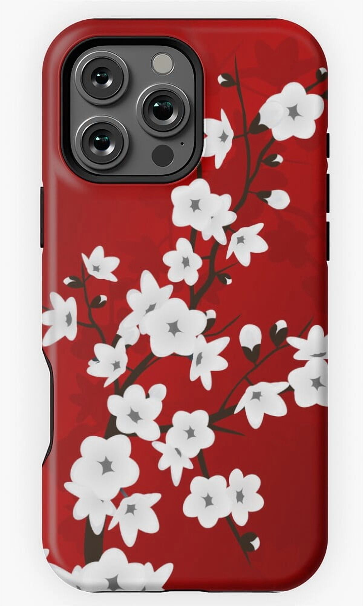 Cherry Blossom Red White Floral Phone Case Compatible with iPhone 11 to ...