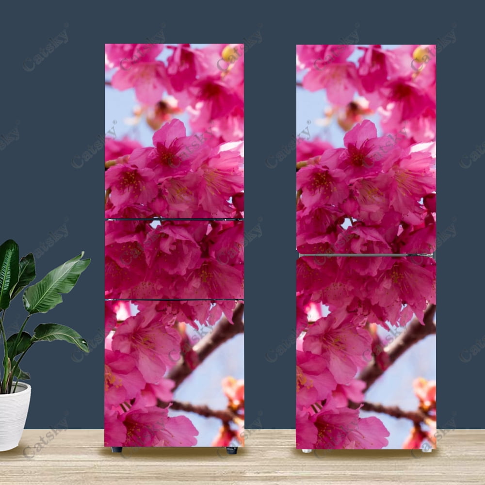 Cherry Blossom Refrigerator Stickers Home Decor Kitchen Murals DIY Wall ...